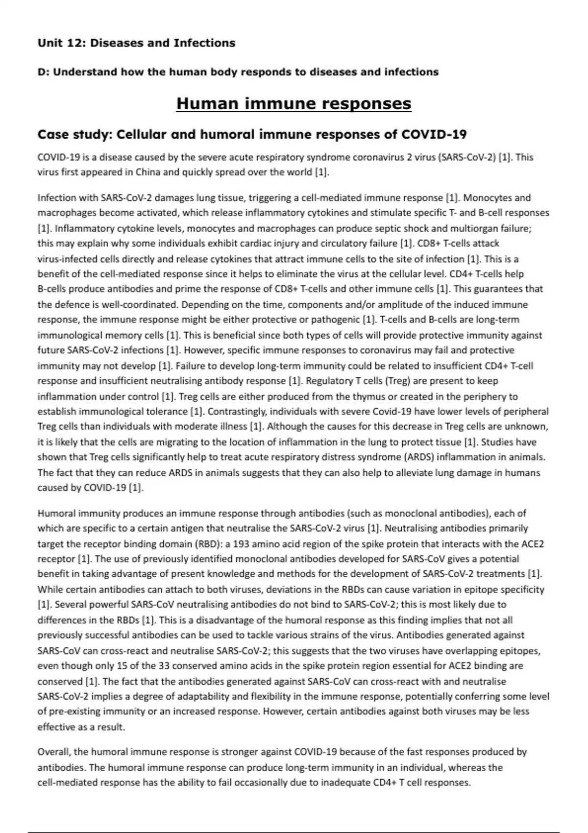 *FREE!* BTEC Applied Science Unit 12D - Human immune responses (Distinction) - Unit 12 ...