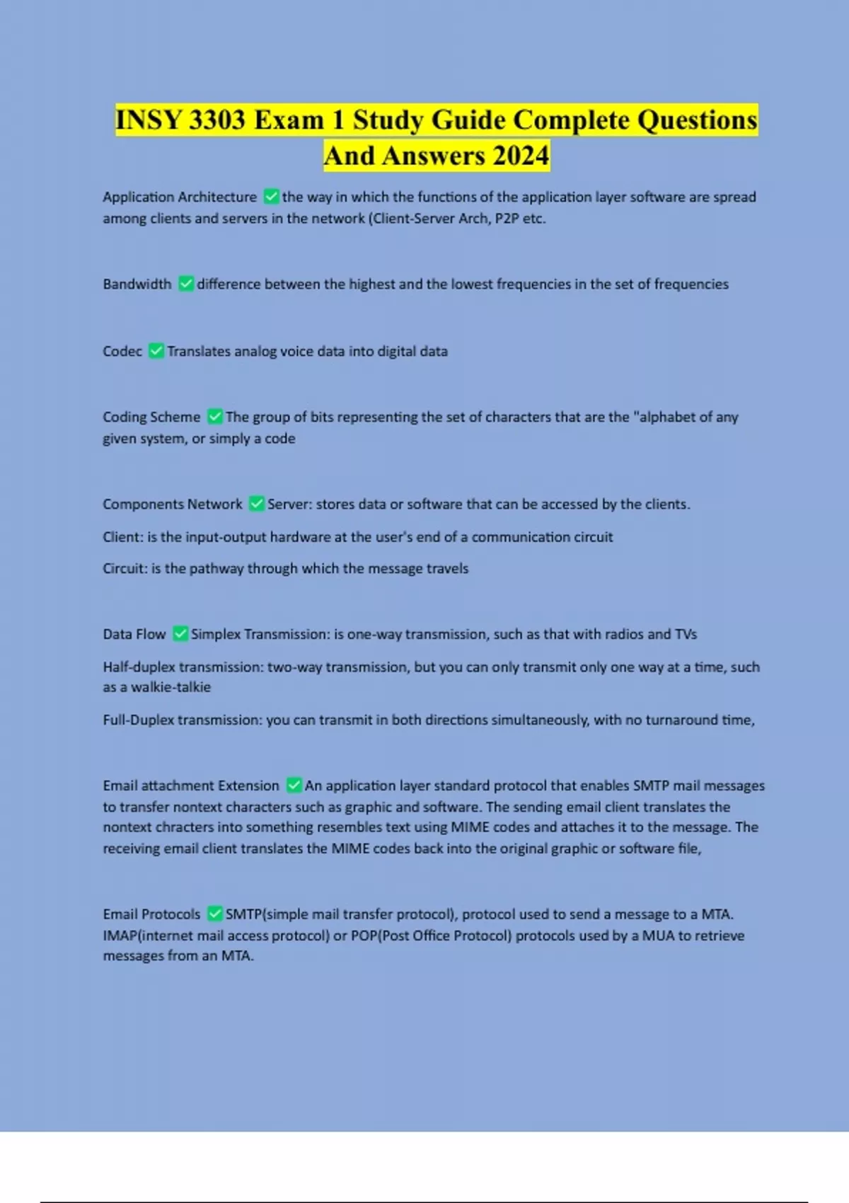 INSY 3303 Exam 1 Study Guide Complete Questions And Answers 2024 - INSY 3303 - Stuvia US