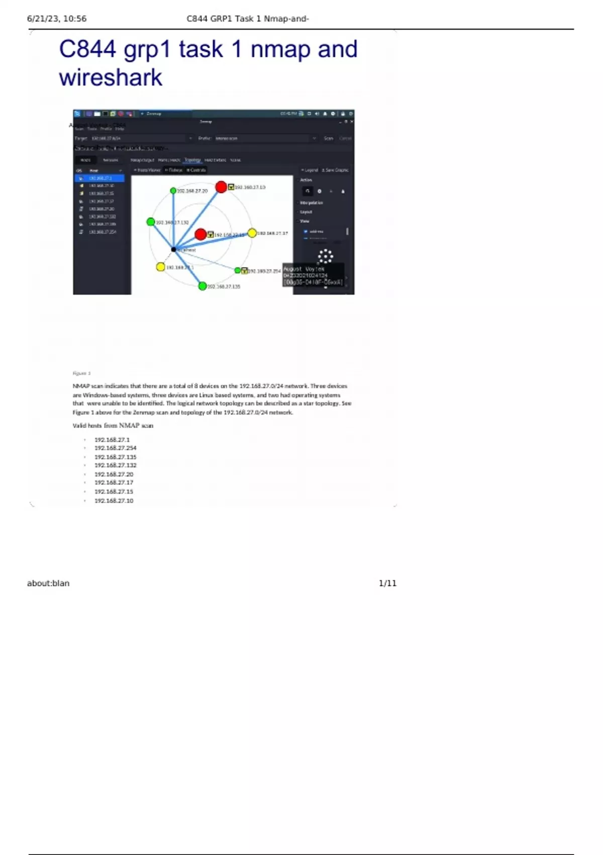 C844 grp1 task 1 nmap and wireshark - C844 - Stuvia US