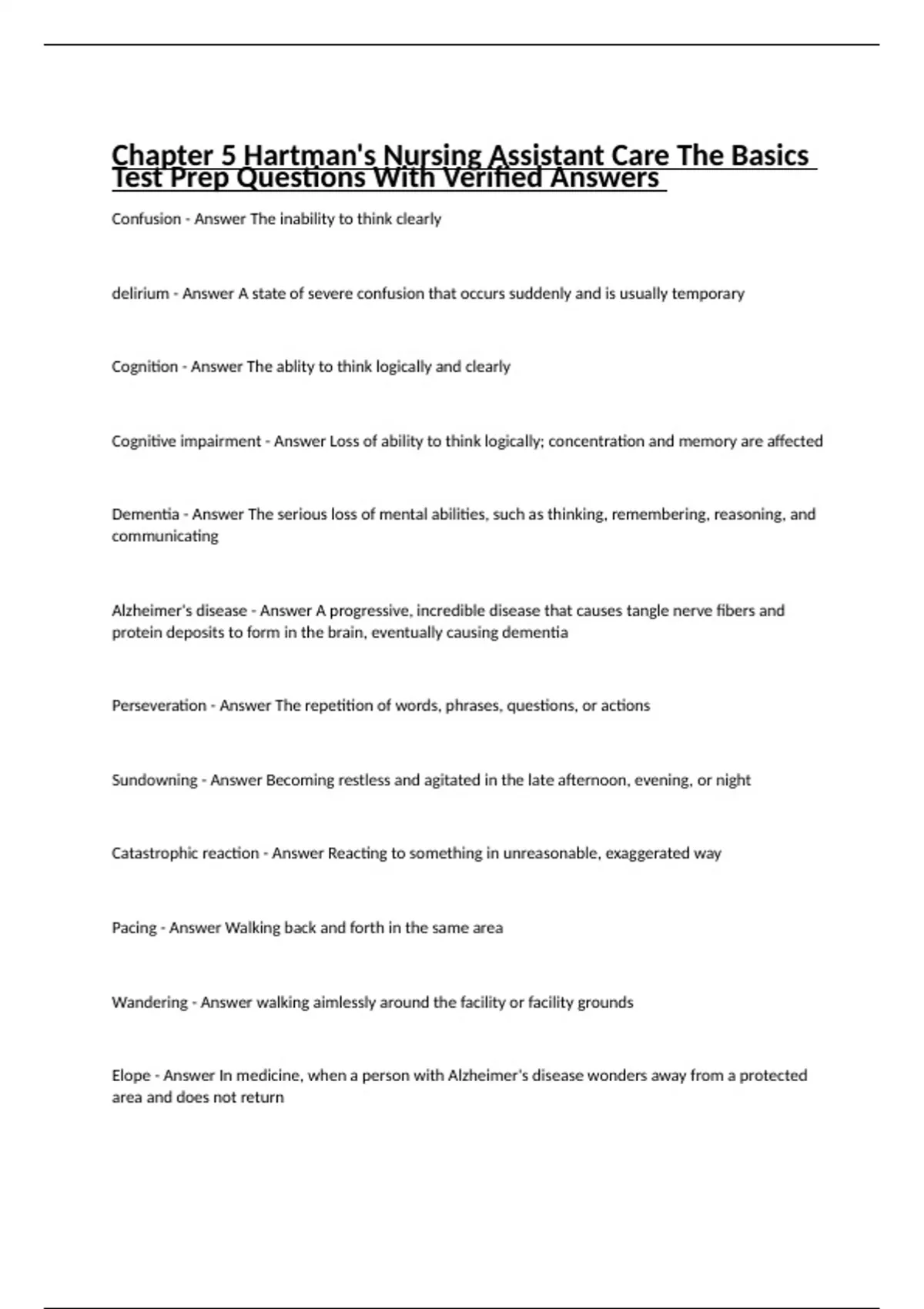 Chapter 5 Hartman's Nursing Assistant Care The Basics Test Prep ...