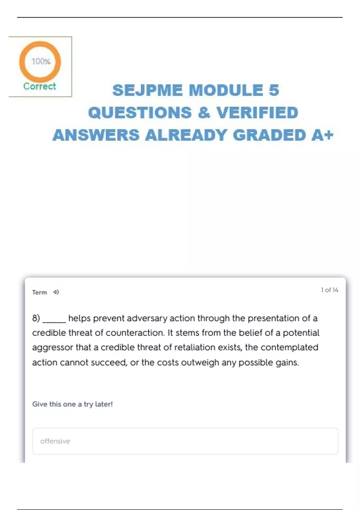 SEJPME MODULE 5 TEST QUESTIONS WITH CORRECT ANSWERS LATEST UPDATE ...