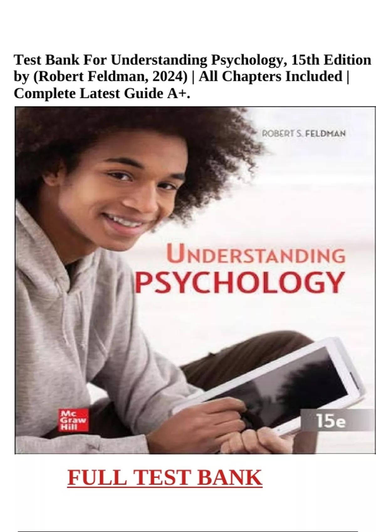 Test Bank For Understanding Psychology, 15th Edition by (Robert Feldman ...