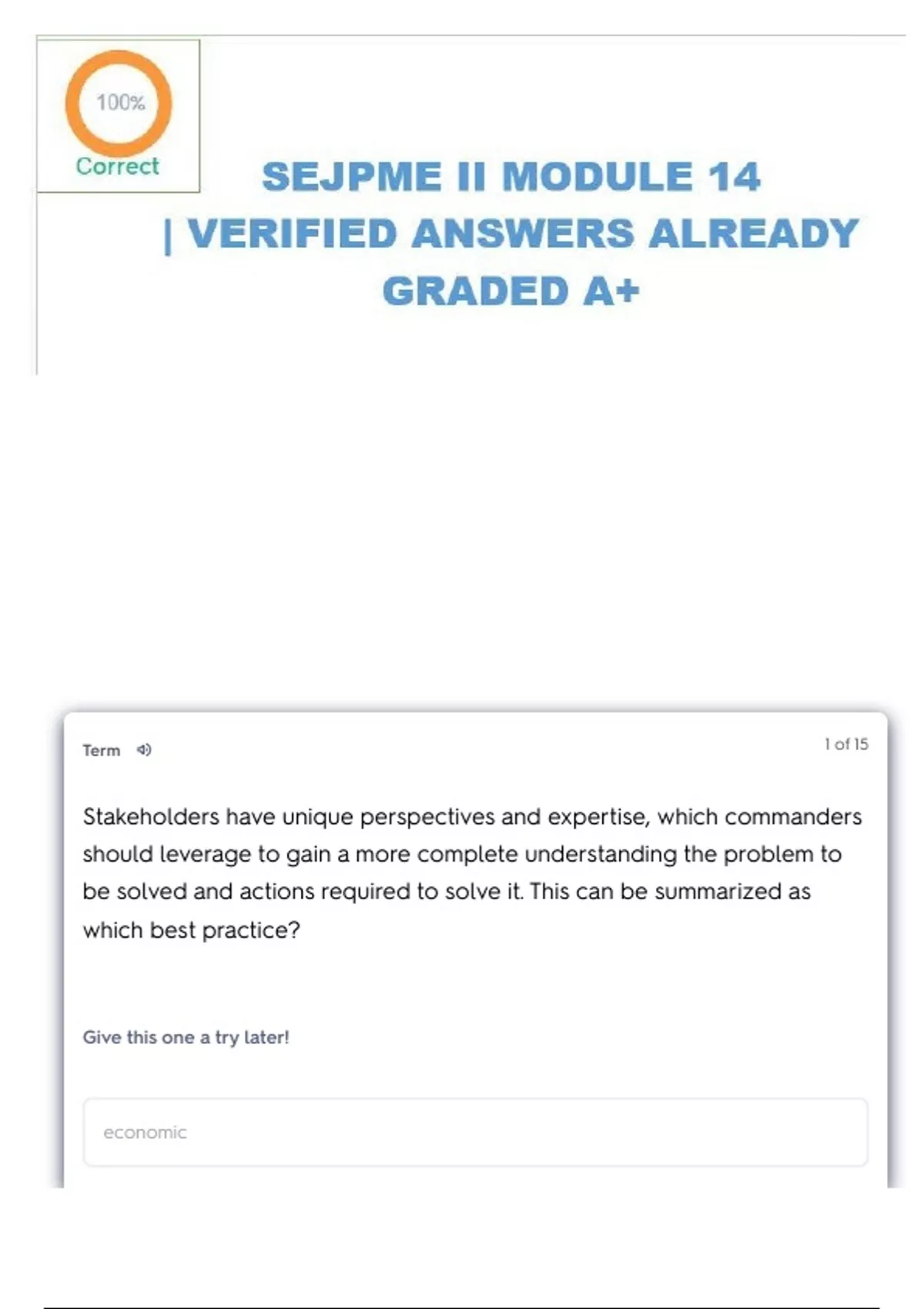 SEJPME II MODULE 14 QUESTIONS WITH CORRECT ANSWERS LATEST UPDATE ...