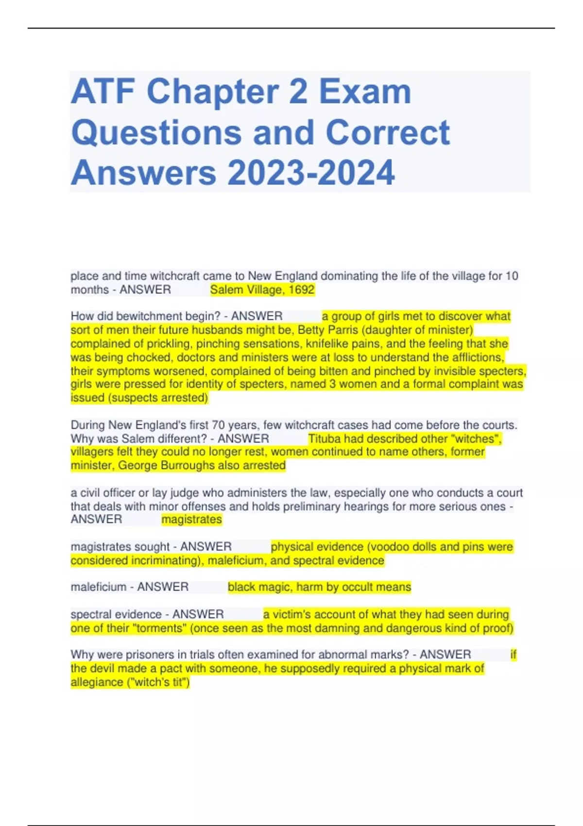 ATF Chapter 2 Exam Questions and Correct Answers - ATF - Stuvia US