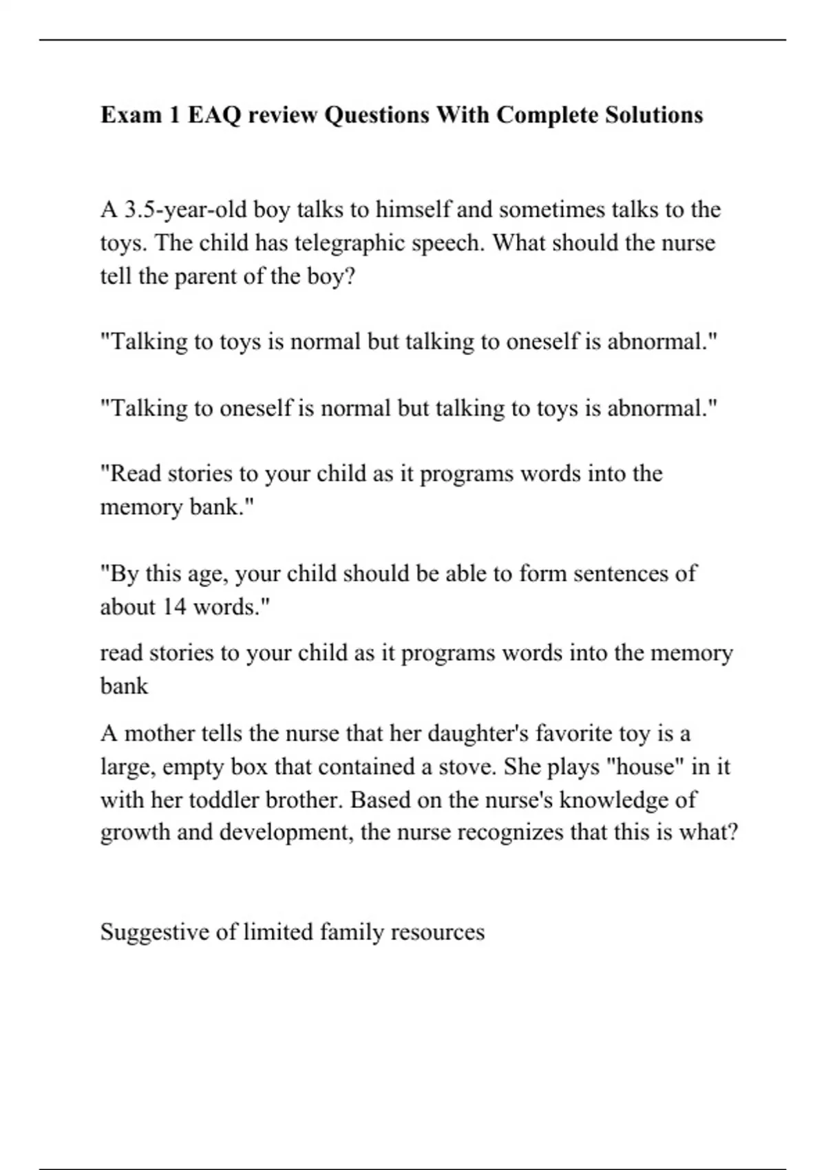 Exam 1 EAQ review Questions With Complete Solutions - EAQ - Stuvia US