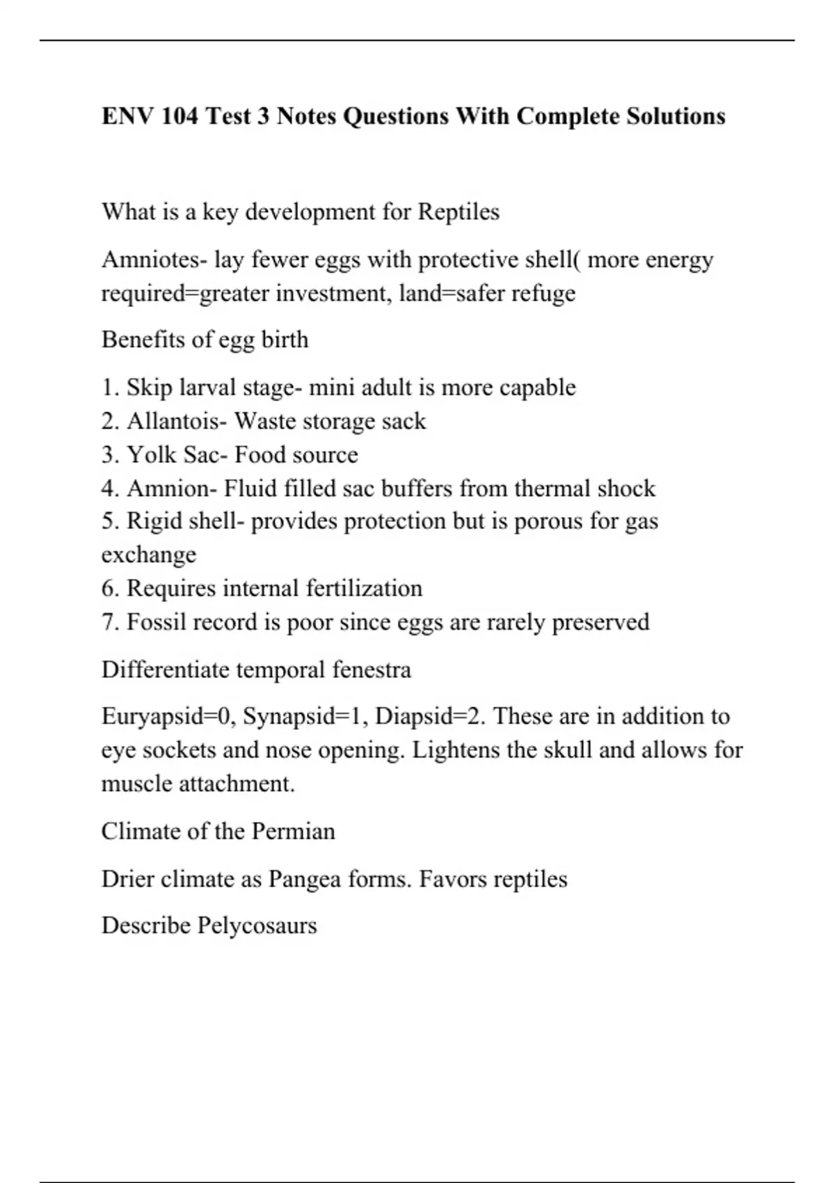 ENV 104 Test 3 Notes Questions With Complete Solutions - ENV 104 ...