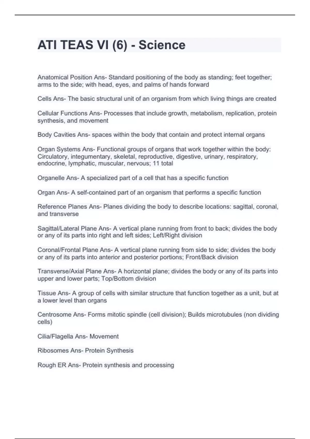 ATI TEAS VI (6) - Science Study Guide 2024 with complete solution - ATI ...