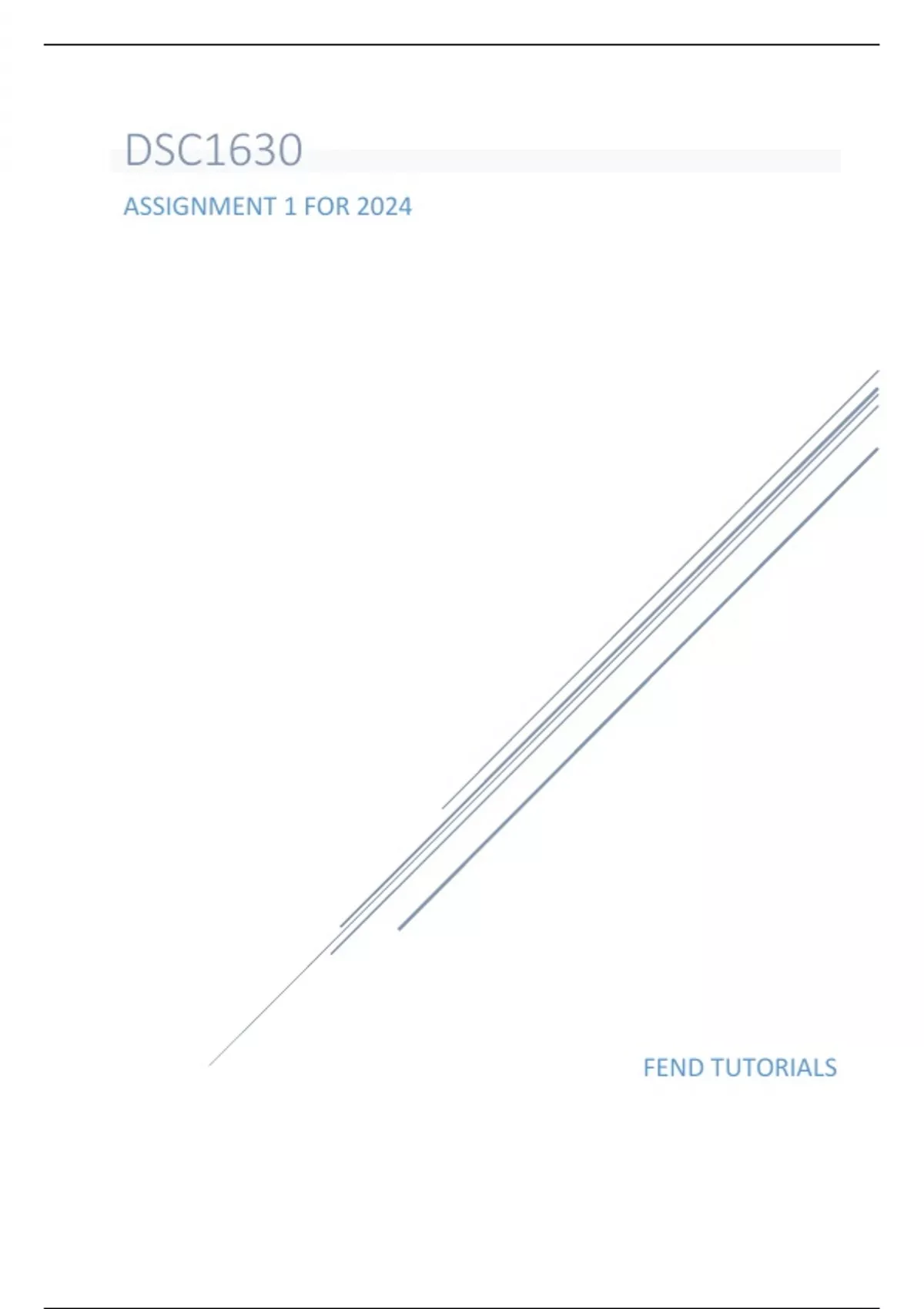 DSC1630 ASSIGNMENT 1 FOR 2024 - DSC1630 - Introductory Financial ...