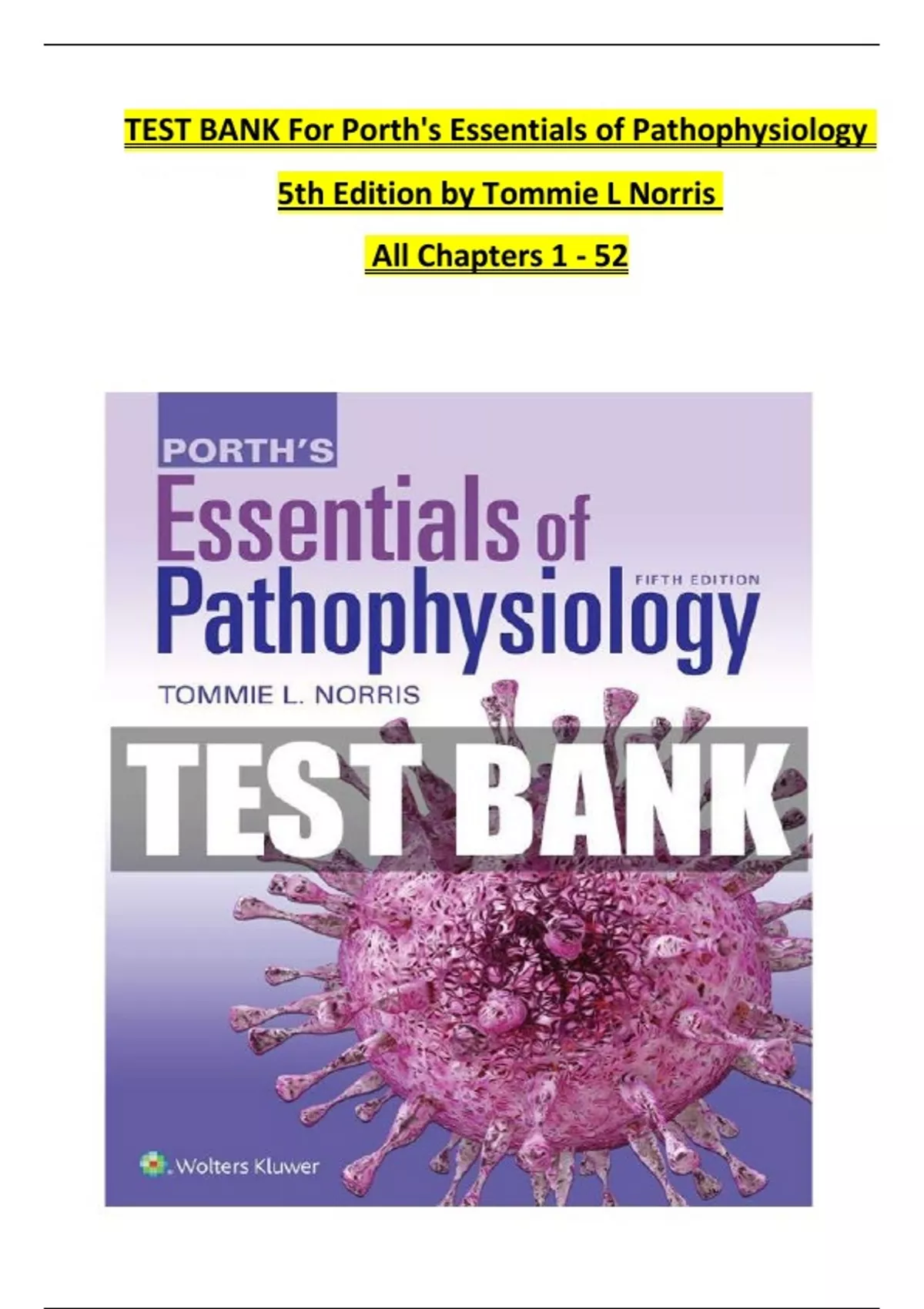 TEST BANK For Porth's Essentials of Pathophysiology, 5th Edition by ...