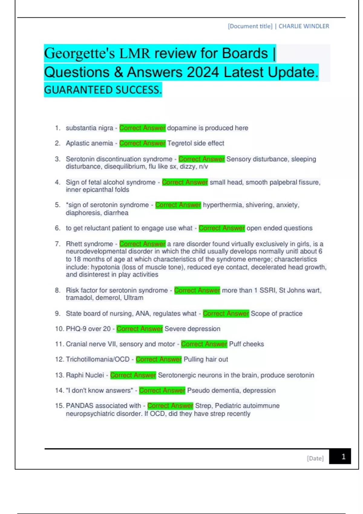 Georgette's LMR review for Boards | Questions & Answers 2024 Latest ...