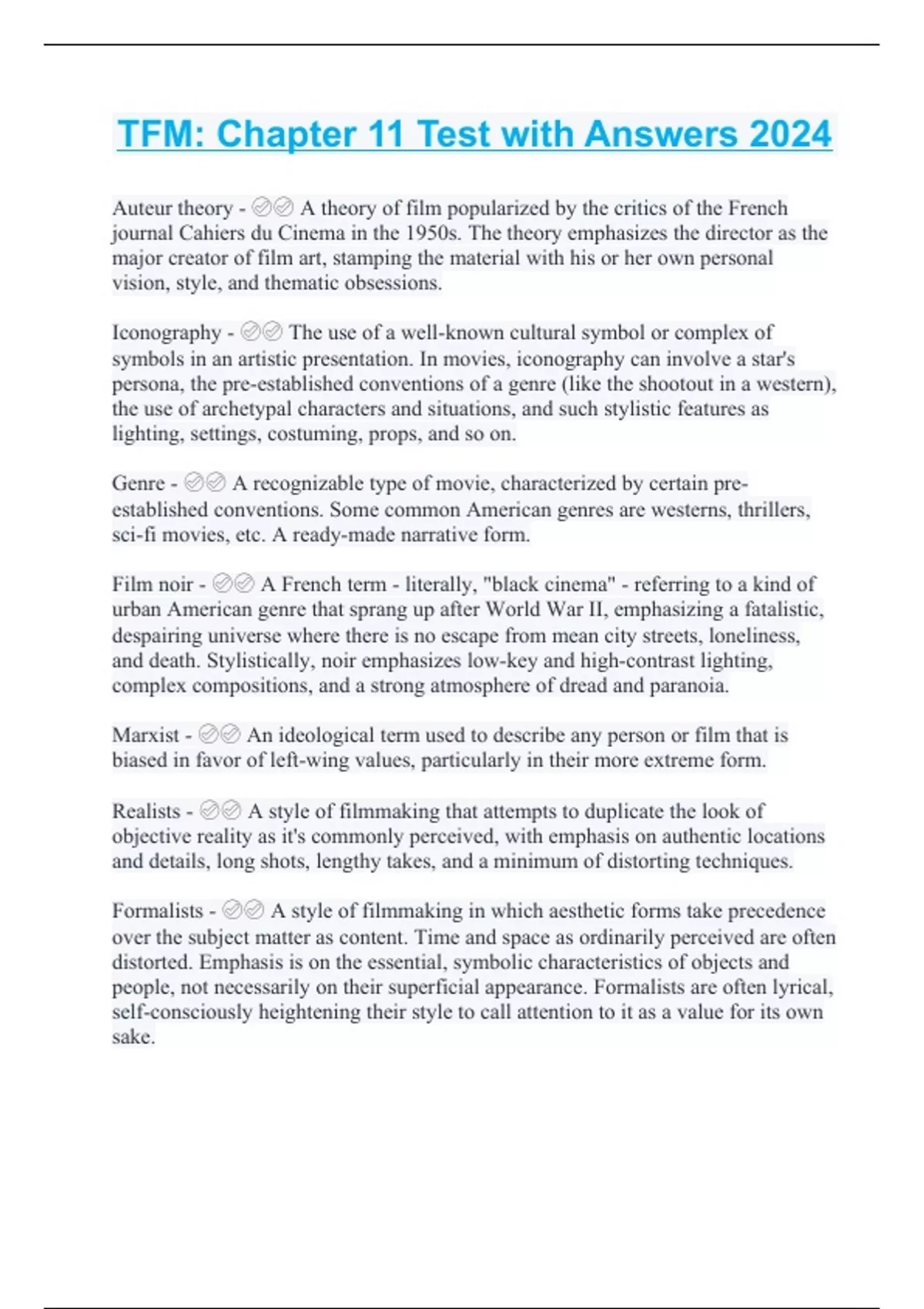 TFM: Chapter 11 Test with Answers 2024 - Tfm - Stuvia US