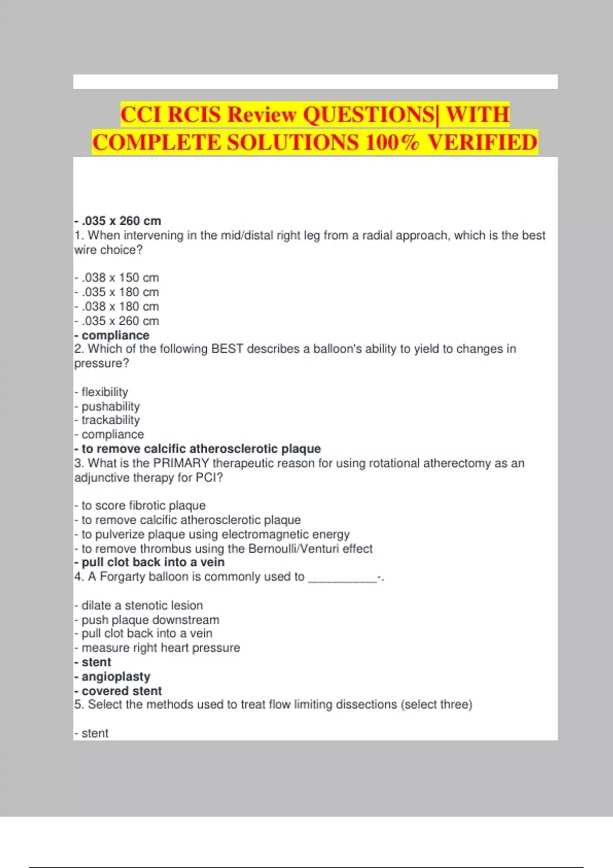 CCI RCIS Review QUESTIONS| WITH COMPLETE SOLUTIONS 100% VERIFIED - CCI RCIS - Stuvia US