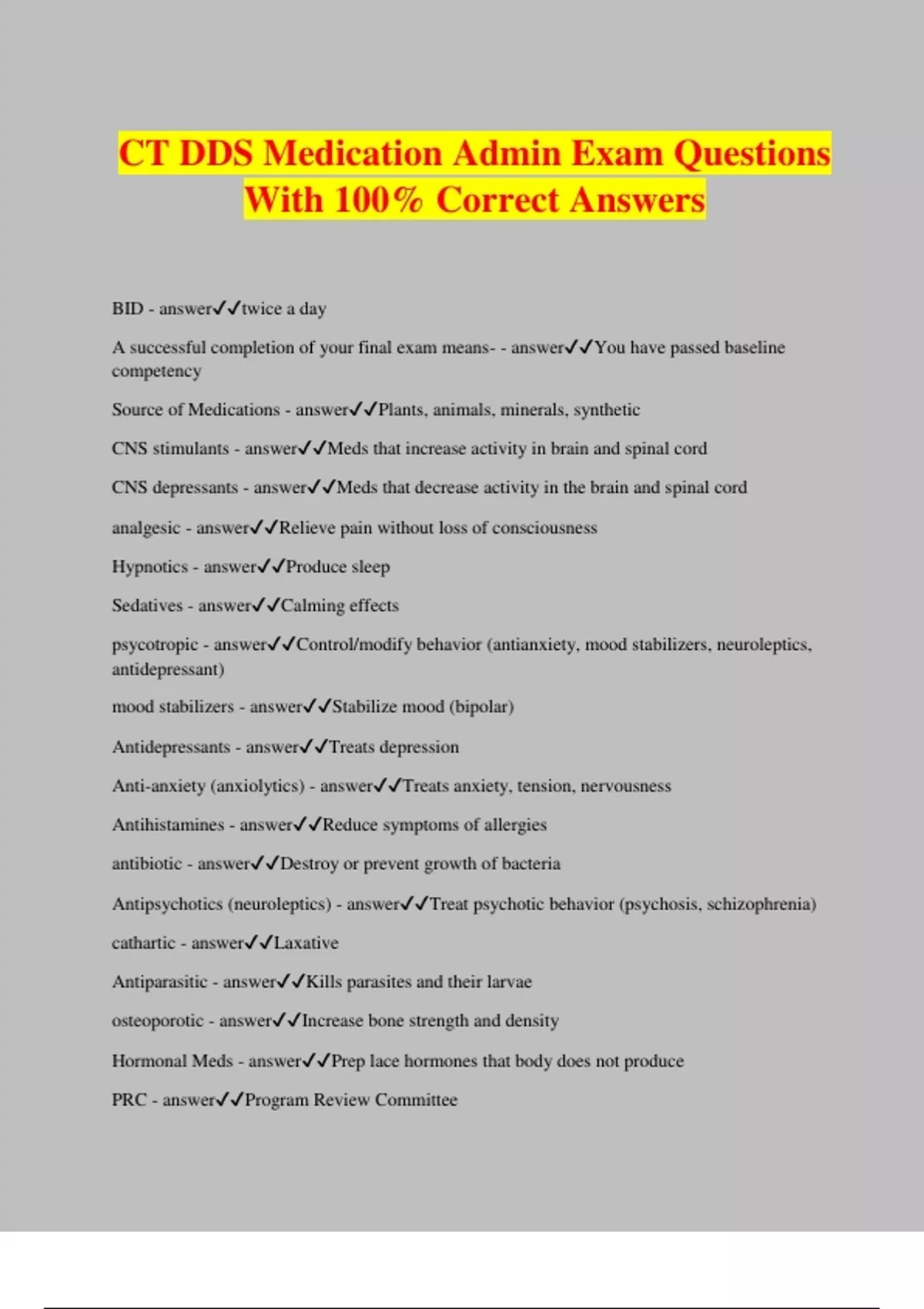 Package deal for CT DDS Exam Questions with 100% Correct Answers ...