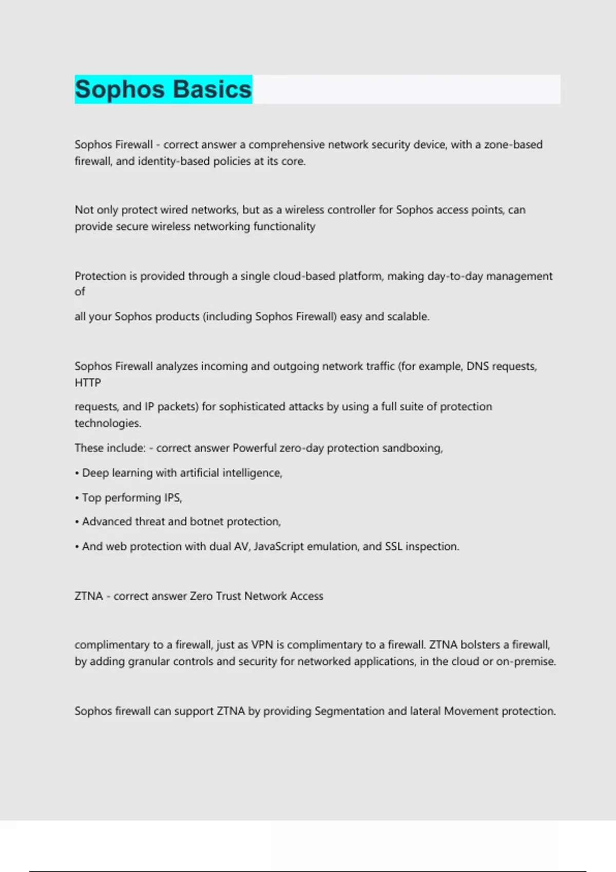 Sophos Basics. exam question and answer latest update - NR503 - Stuvia US