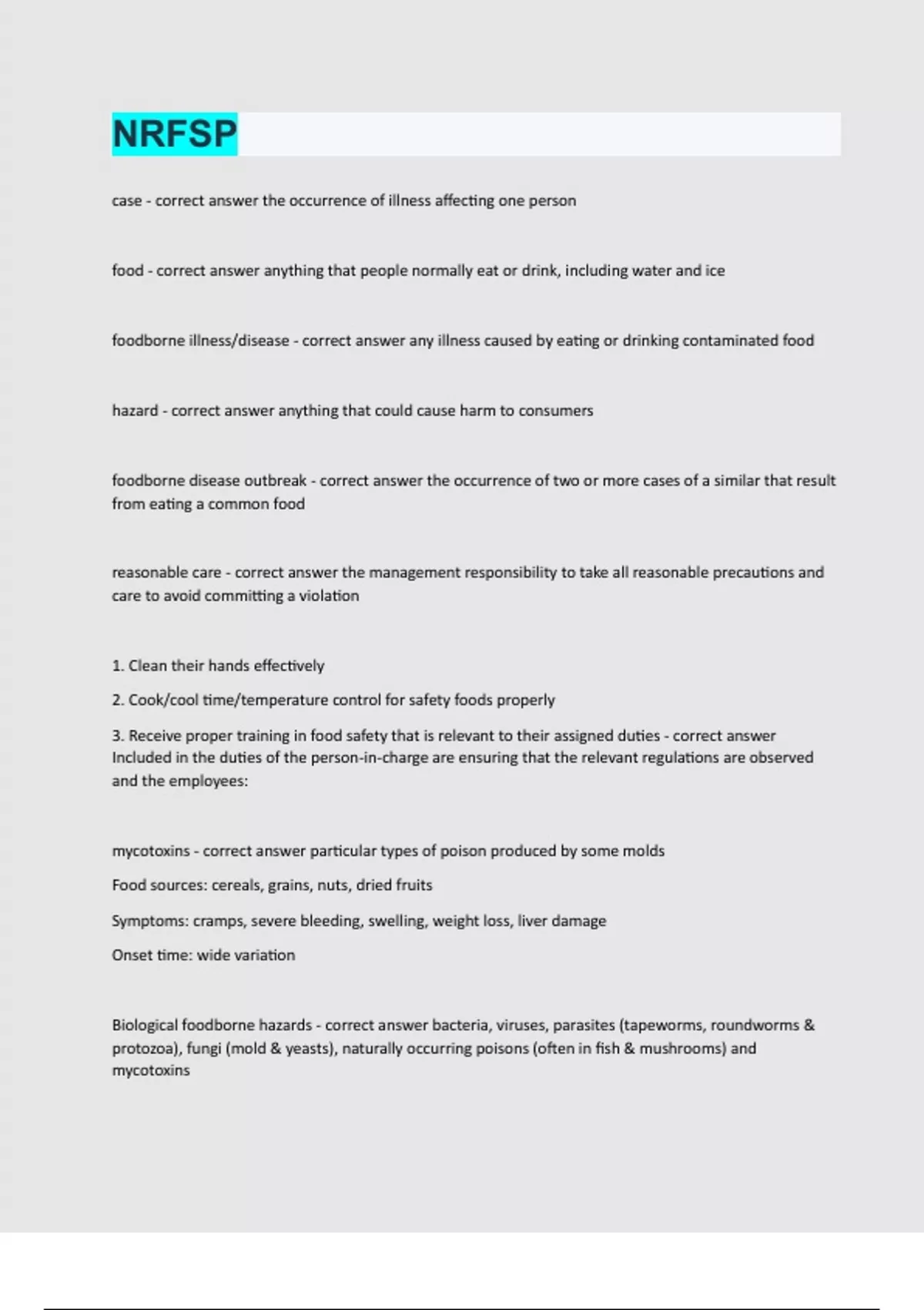 NRFSP 1 exam question and answer latest update - Nrfsp - Stuvia US