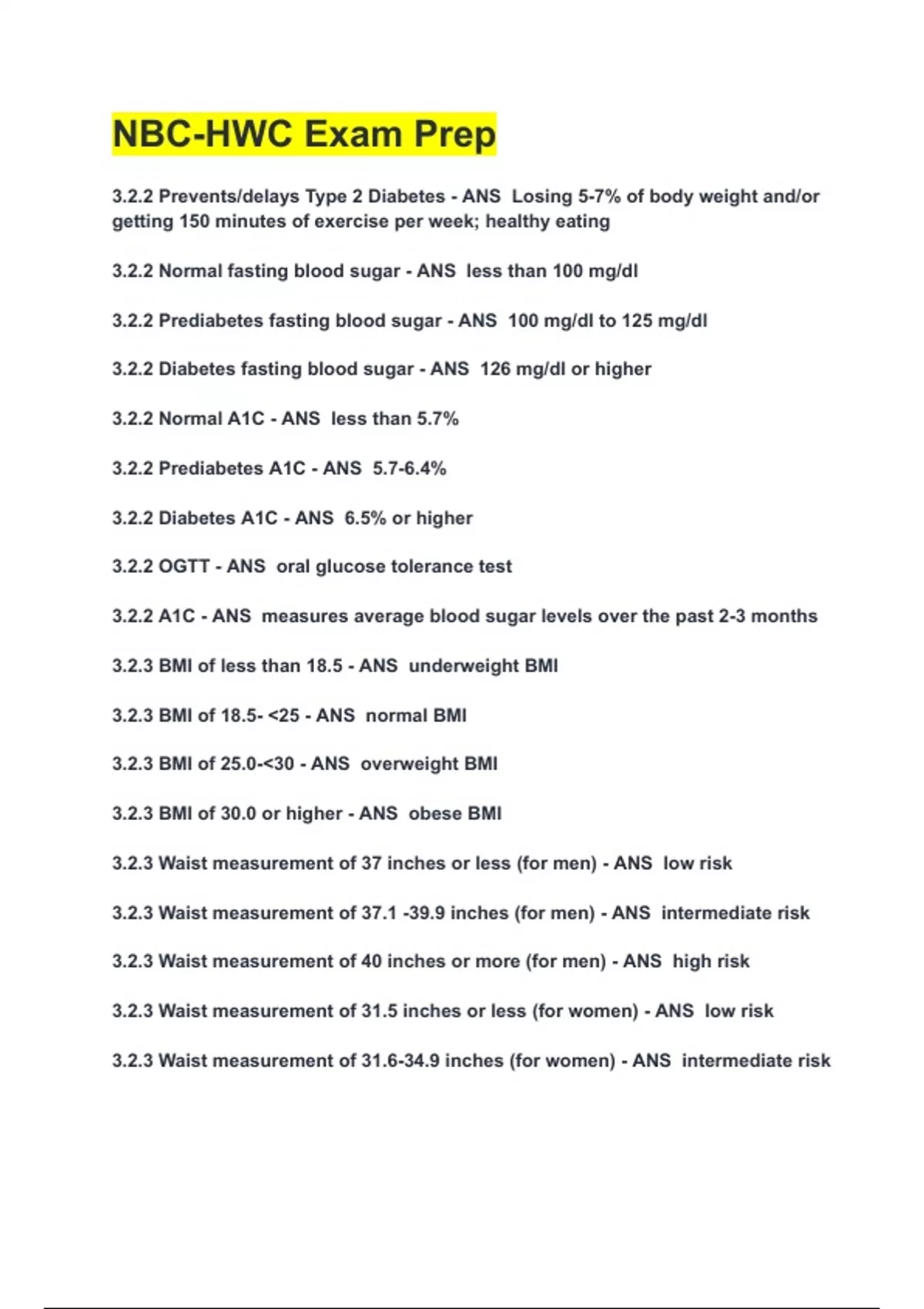 NBC-HWC Exam Prep 2024 UPDATED QUESTIONS AND ANSWERS - NBC-HWC - Stuvia US