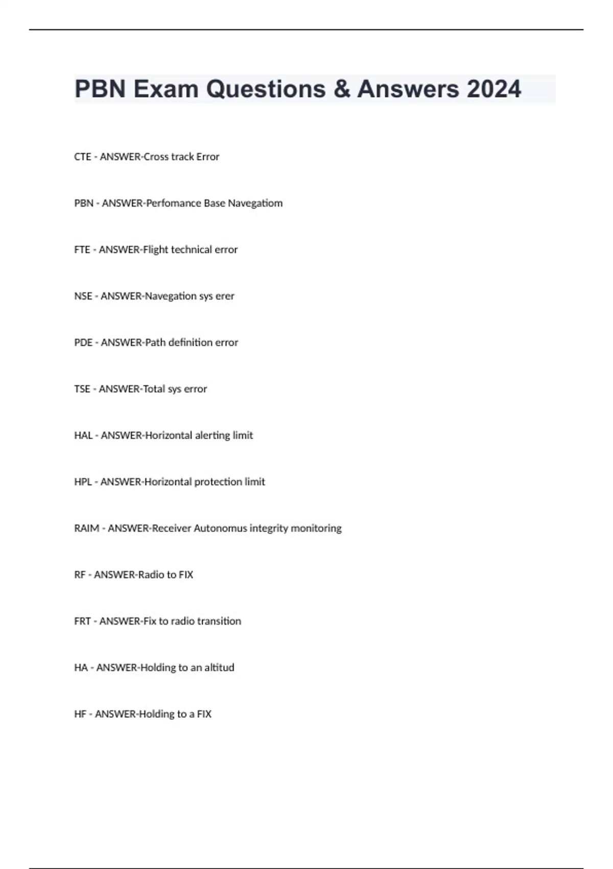 PBN Exam Questions & Answers 2024 - PBN - Stuvia US