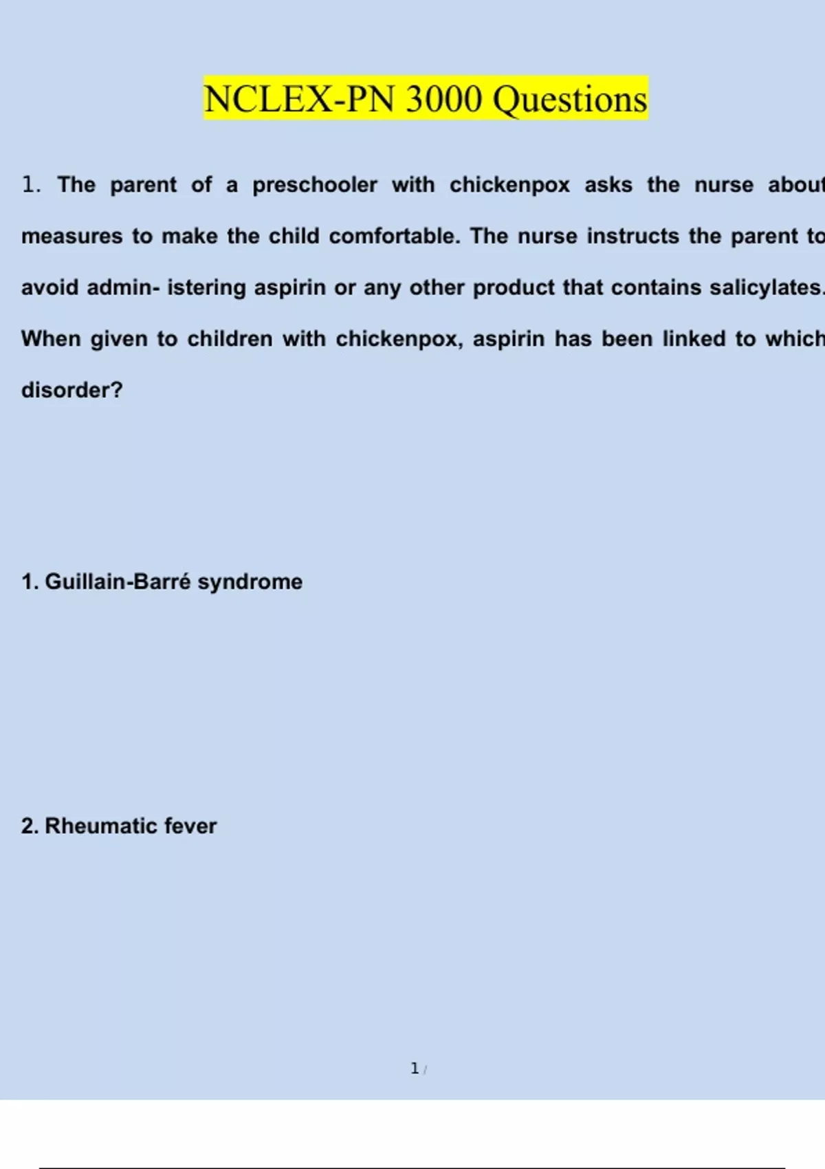 NCLEX-PN 3000 Questions | Questions with 100% Correct Answers ...