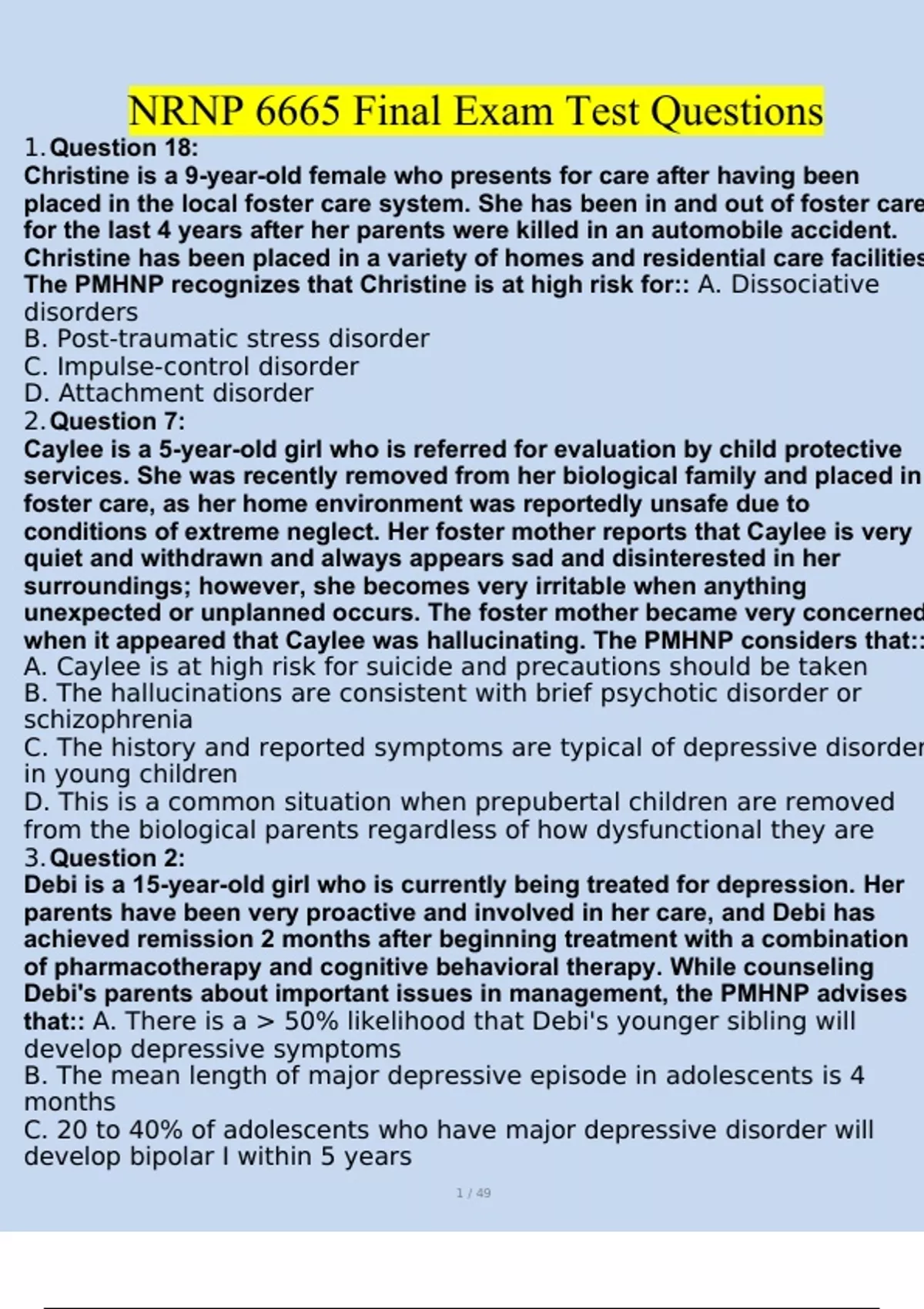 NRNP 6665 Final Exam Test 2025 Questions with 100% Correct Answers ...