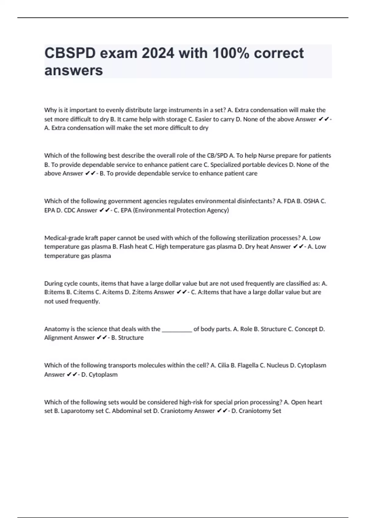 CBSPD exam 2024 with 100% correct answers - CBSPD - Stuvia US