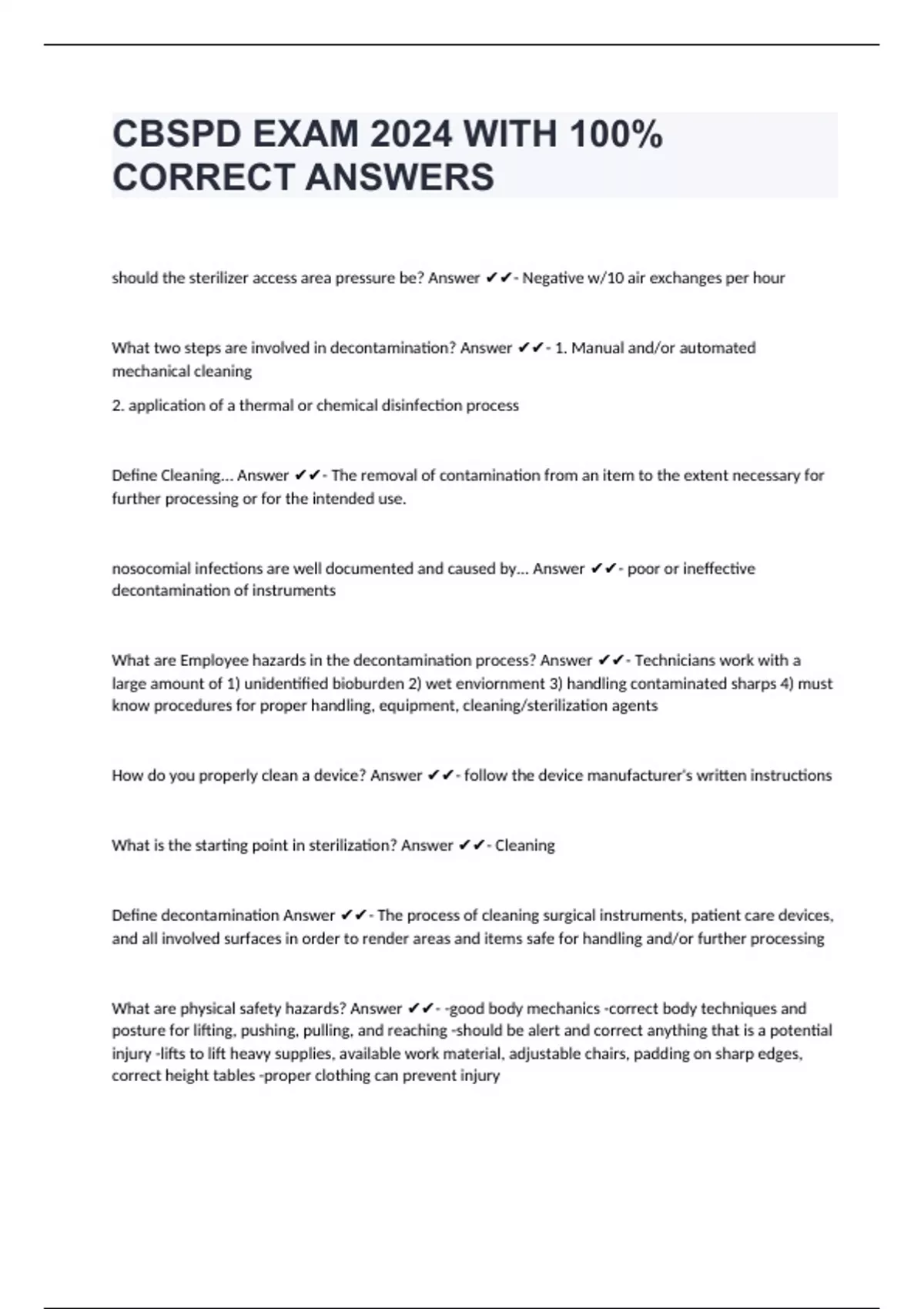 CBSPD EXAM 2024 WITH 100% CORRECT ANSWERS - CBSPD - Stuvia US