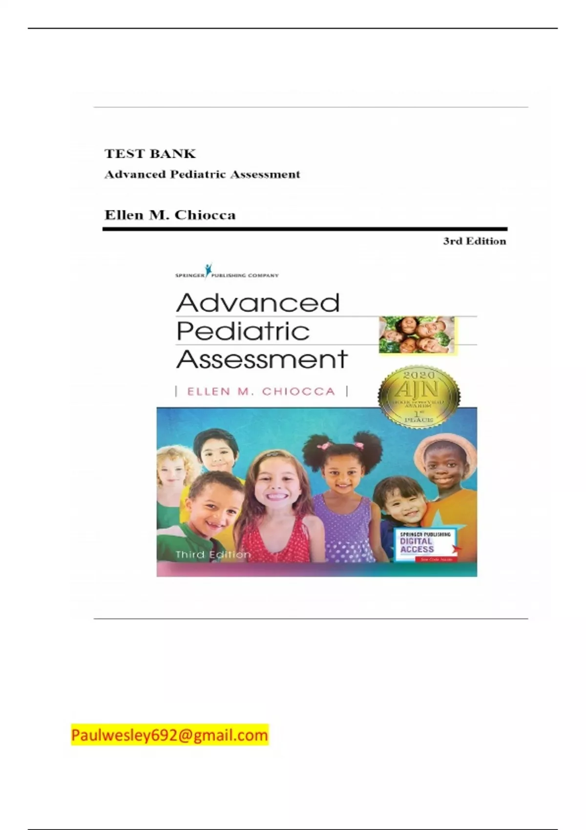 Test Bank - Advanced Pediatric Assessment, 3rd Edition ( Ellen M ...