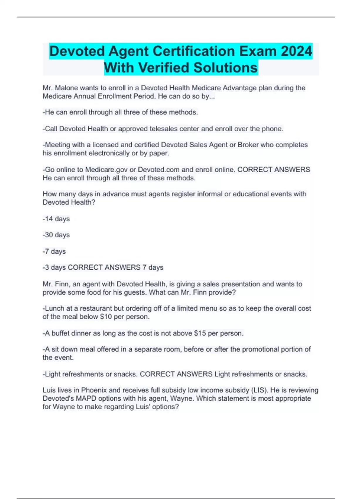 Devoted Agent Certification Exam 2024 With Verified Solutions - DEVOTED AGENT CERTIFICATION ...