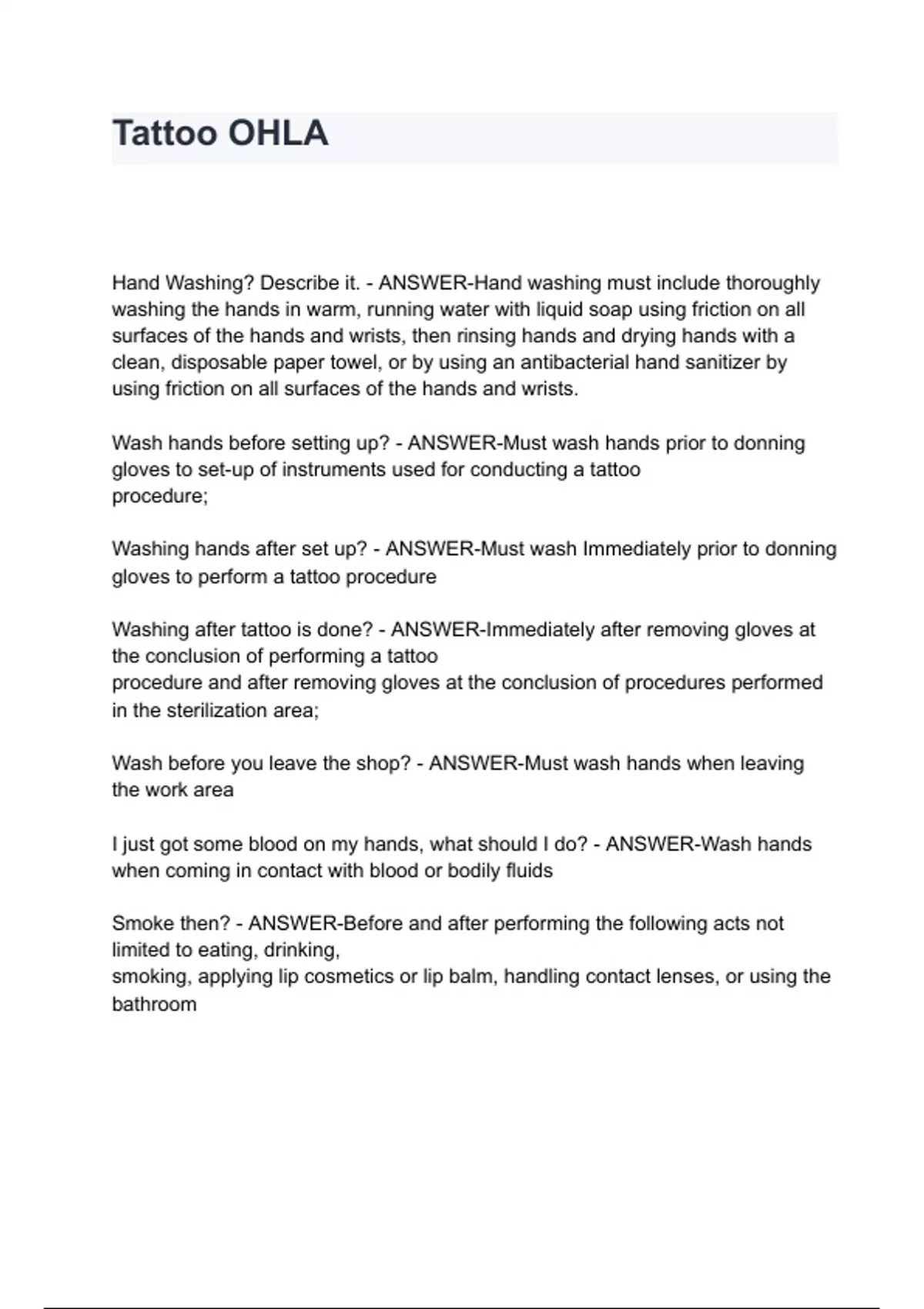 Tattoo OHLA test questions with complete solution - Tattoo OHLA - Stuvia US