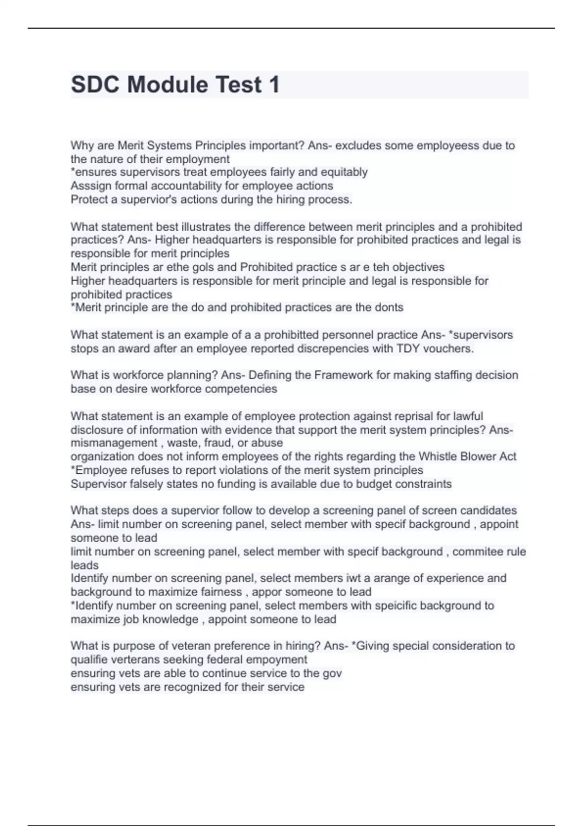 SDC Module Test 1 Latest 2024 with complete solution - Nursing - Stuvia US