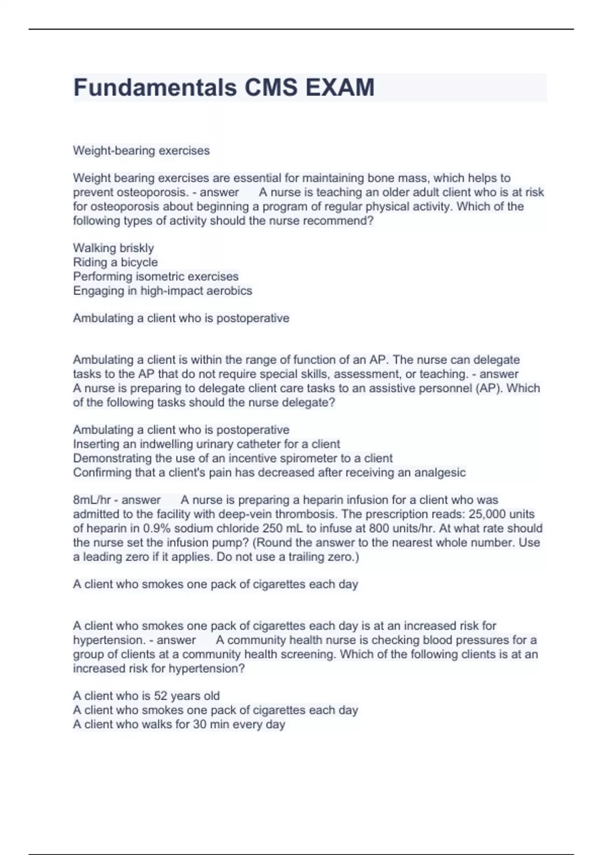 Fundamentals CMS EXAM Questions and Answers 2024 - ATI CMS FUNDAMENTALS ...