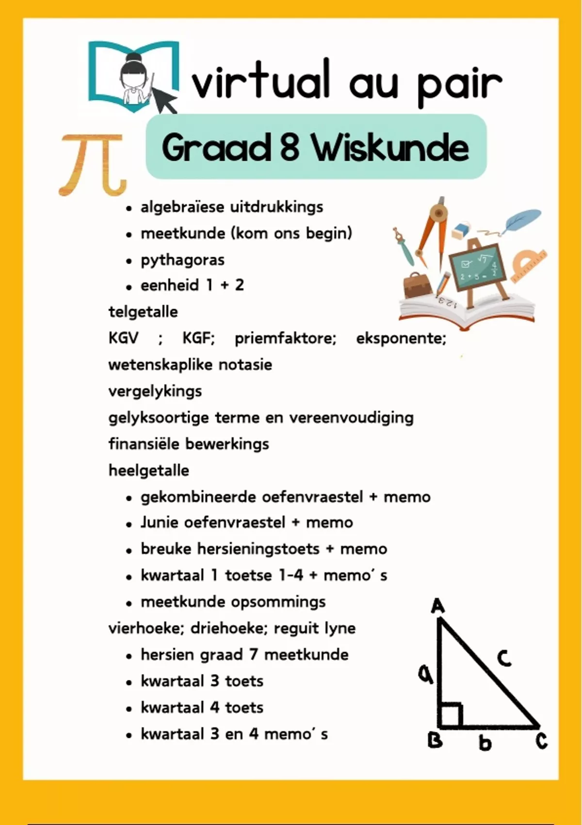 Graad 8 Wiskunde Oefenboek met Toetse en Opsommings Kwartaal 1-4 ...