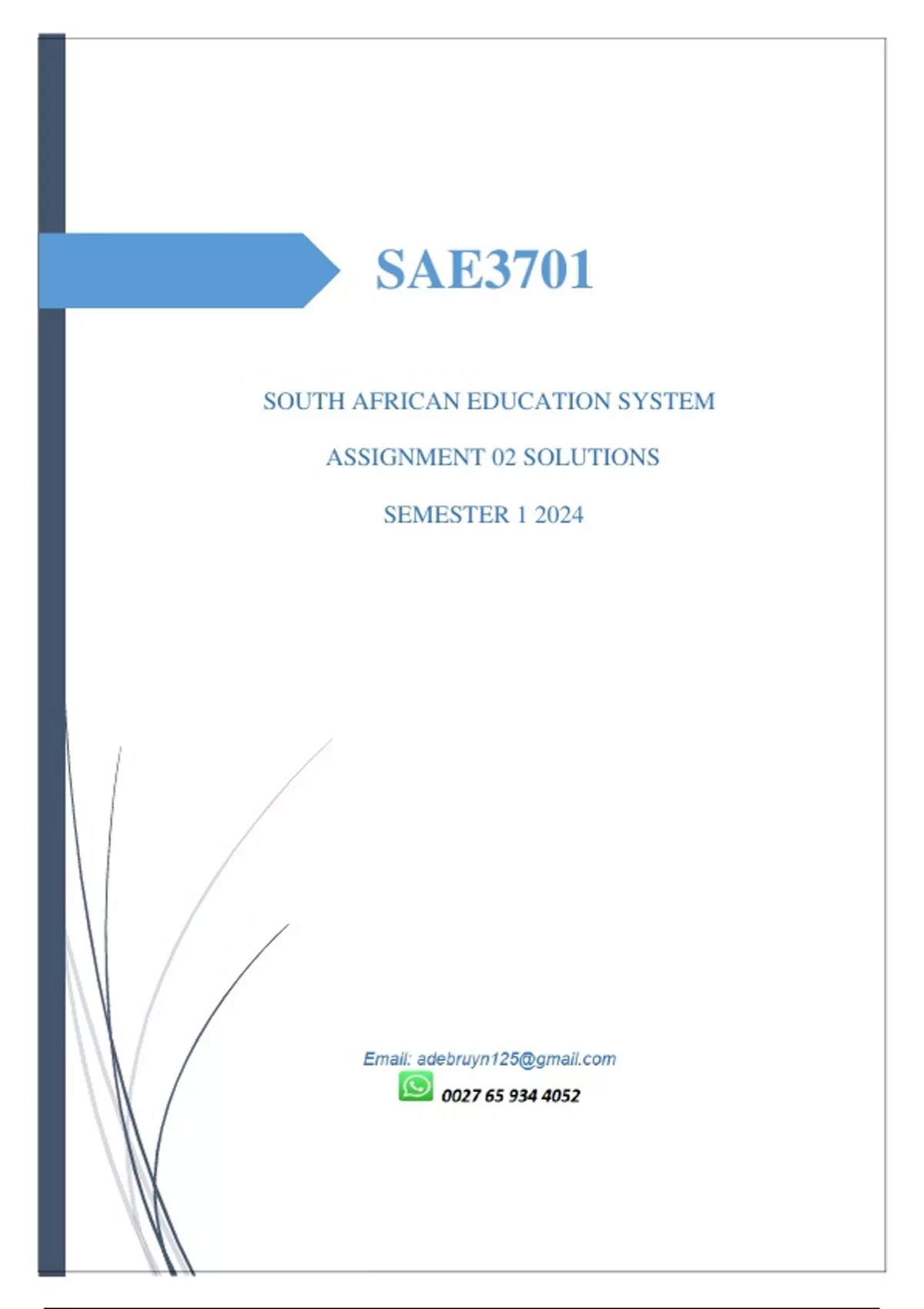 SAE3701 Assignment 02 Solutions Semester 1 2024 - SAE3701 (SAE3701) - Stuvia SA