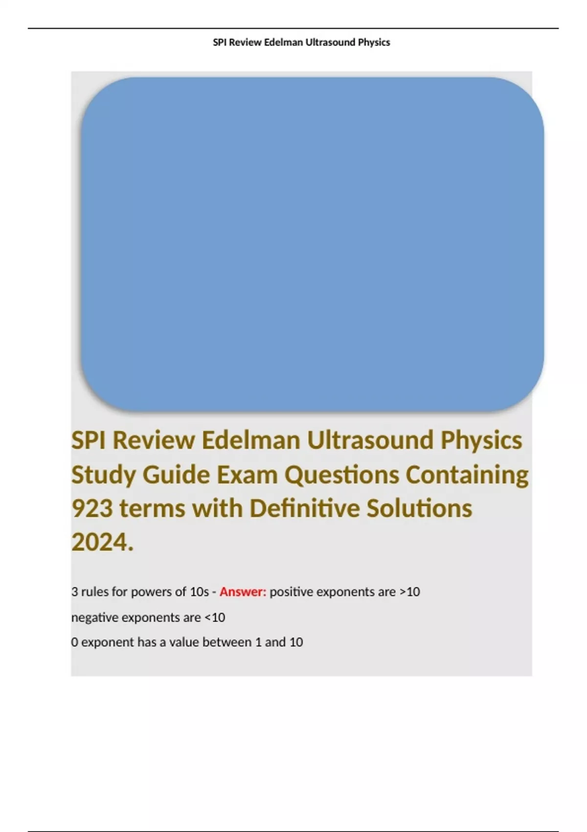 Edelman Ultrasound Physics Compilation Pack. - Stuvia US