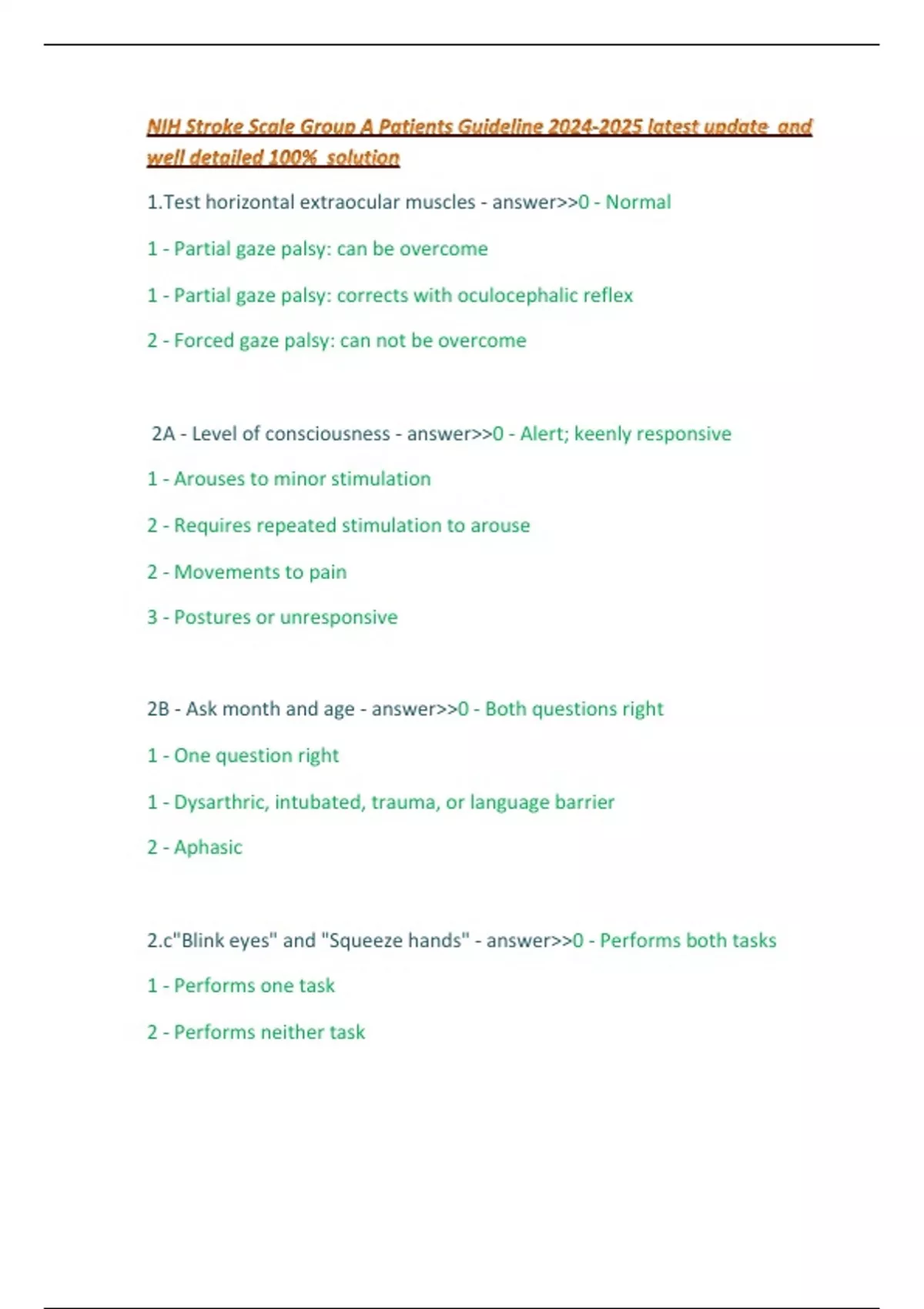 NIH Stroke Scale Group A Patients Guideline latest update and well ...