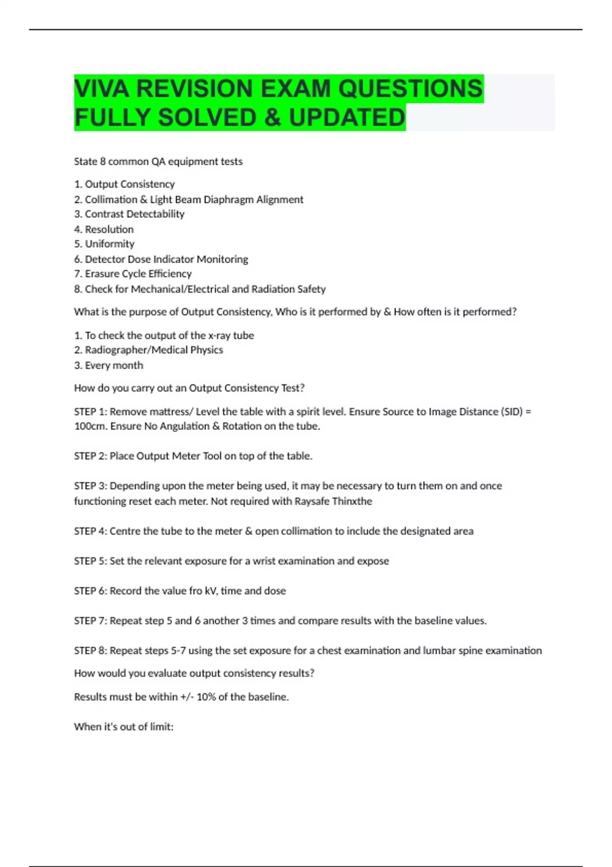 VIVA REVISION EXAM QUESTIONS FULLY SOLVED & UPDATED - VIVA REVISION ...