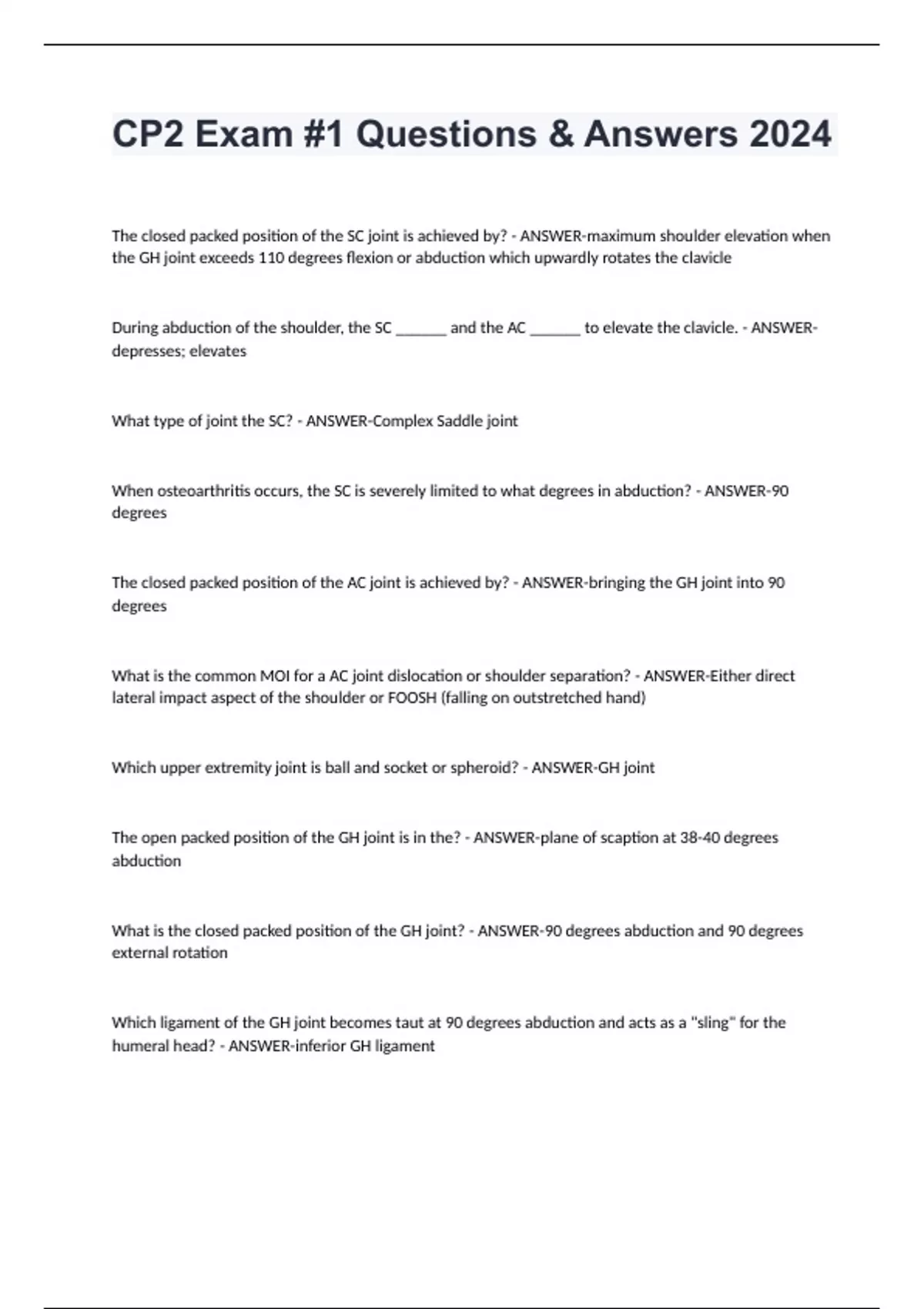 CP2 Exam #1 Questions & Answers 2024 - CP2 - Stuvia US