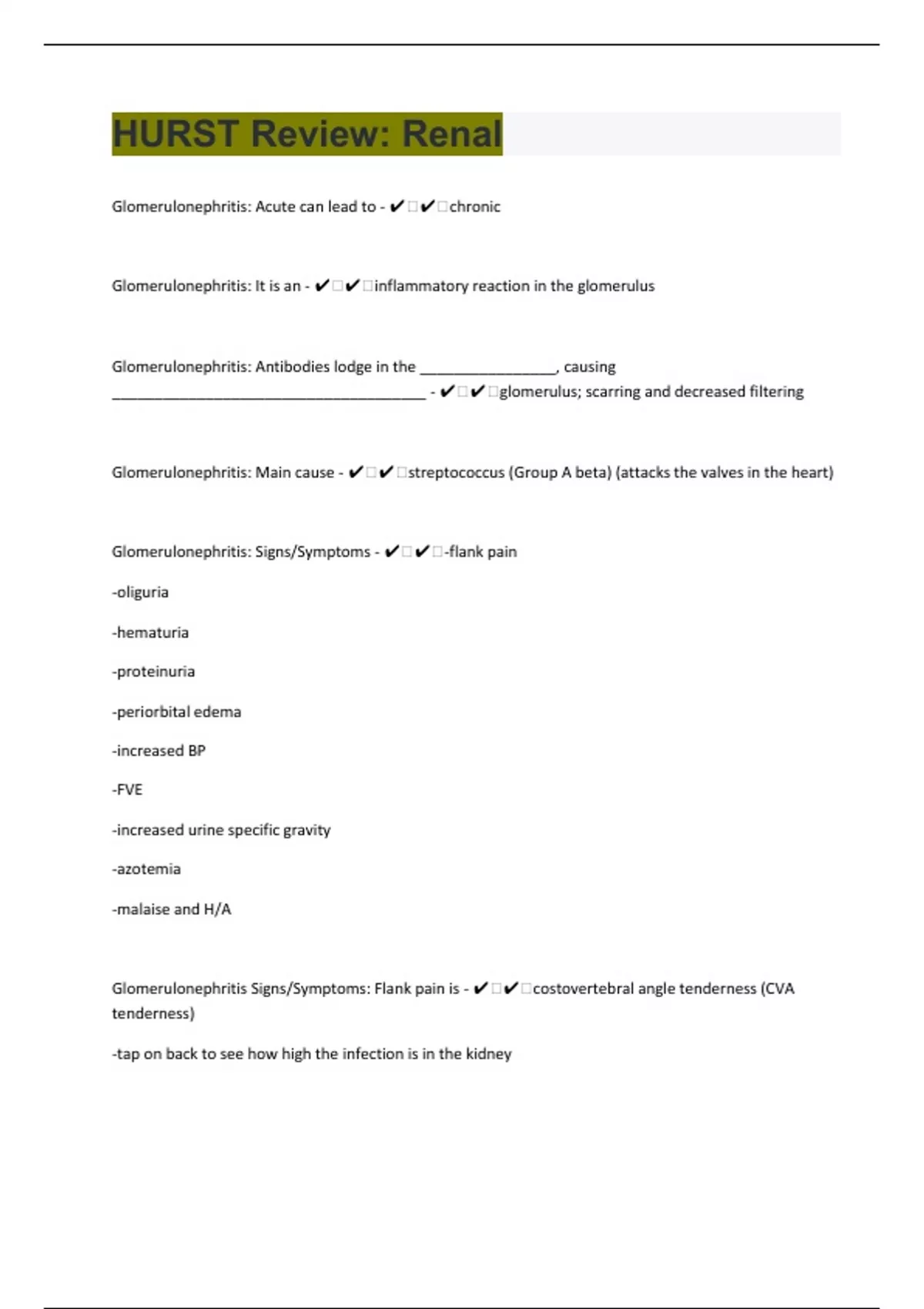 HURST Review: Renal 150 Questions with 100% Correct Answers | Verified ...