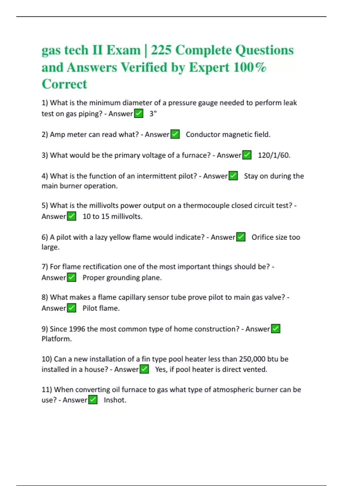 gas tech II Exam | 225 Complete Questions and Answers Verified by ...