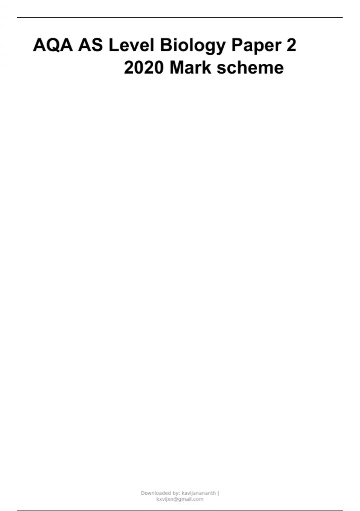 2024 AQA AS Level Biology Paper 2 2020Mark scheme AQA BIOLOGY AS LEVEL ...