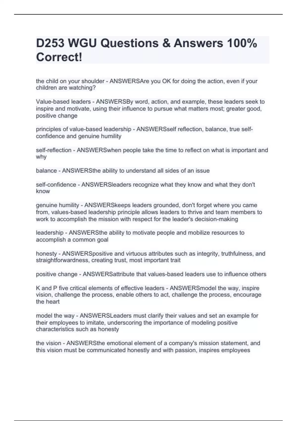 D253 WGU Questions & Answers 100% Correct! - D253 WGU - Stuvia US