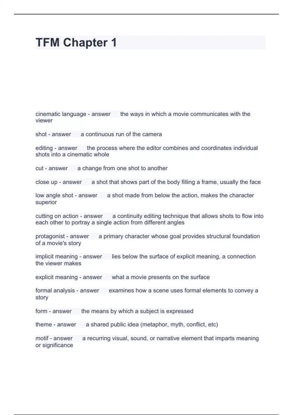 TFM Chapter 1 Questions with correct Answers 2024 - Tfm01 - Stuvia US