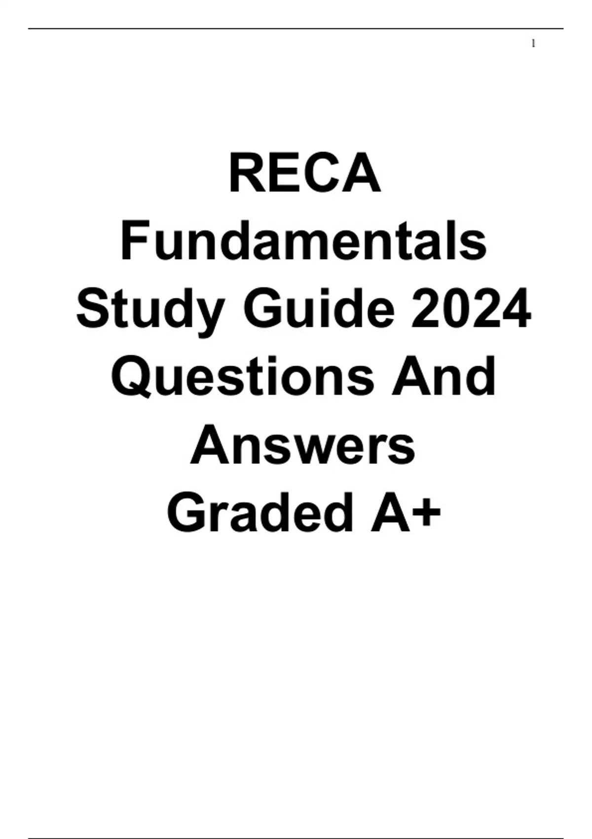RECA Fundamentals Study Guide 2024 Questions And Answers Graded A+ ...