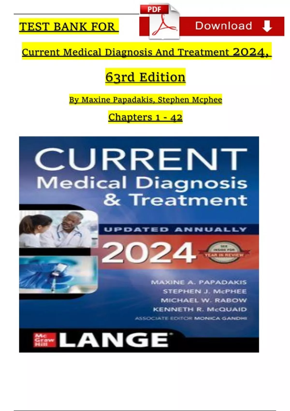 Test Bank For Current Medical Diagnosis And Treatment 2024, 63rd ...