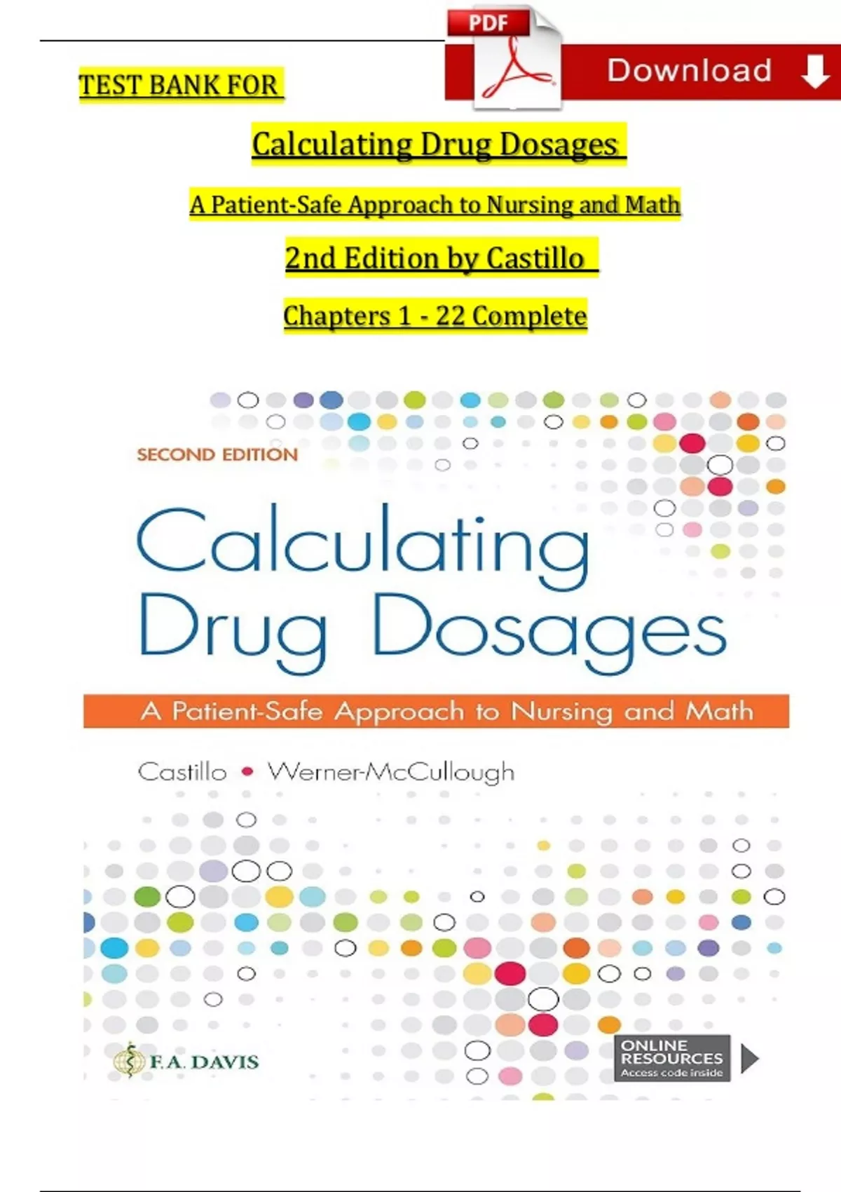 Test Bank For Calculating Drug Dosages A Patient-Safe Approach to ...