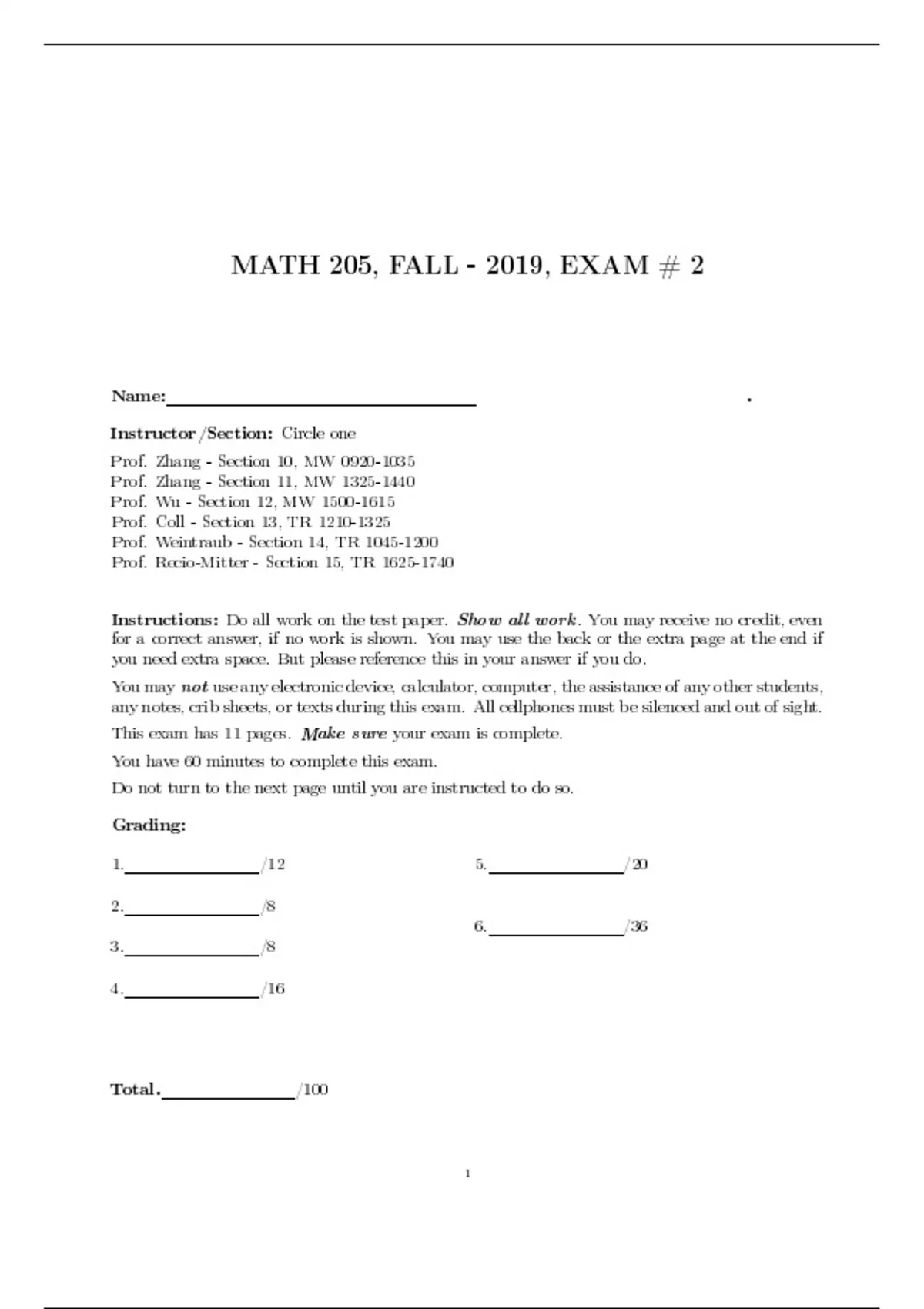 Exam 2 linear systems - Math 205 - Stuvia US