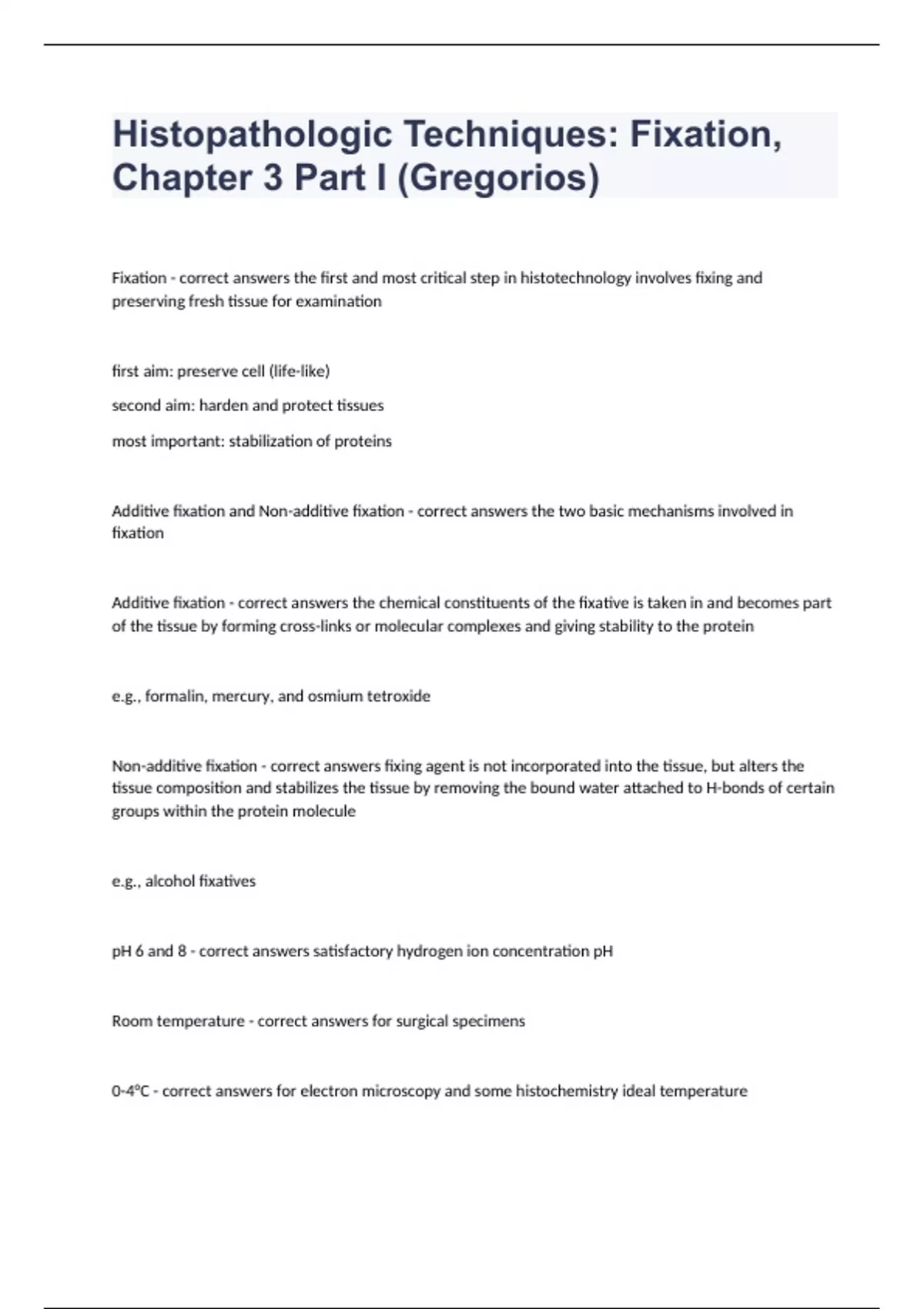 Histopathologic Techniques: Fixation, Chapter 3 Part I (Gregorios) 2024 passed - Histotechnology ...
