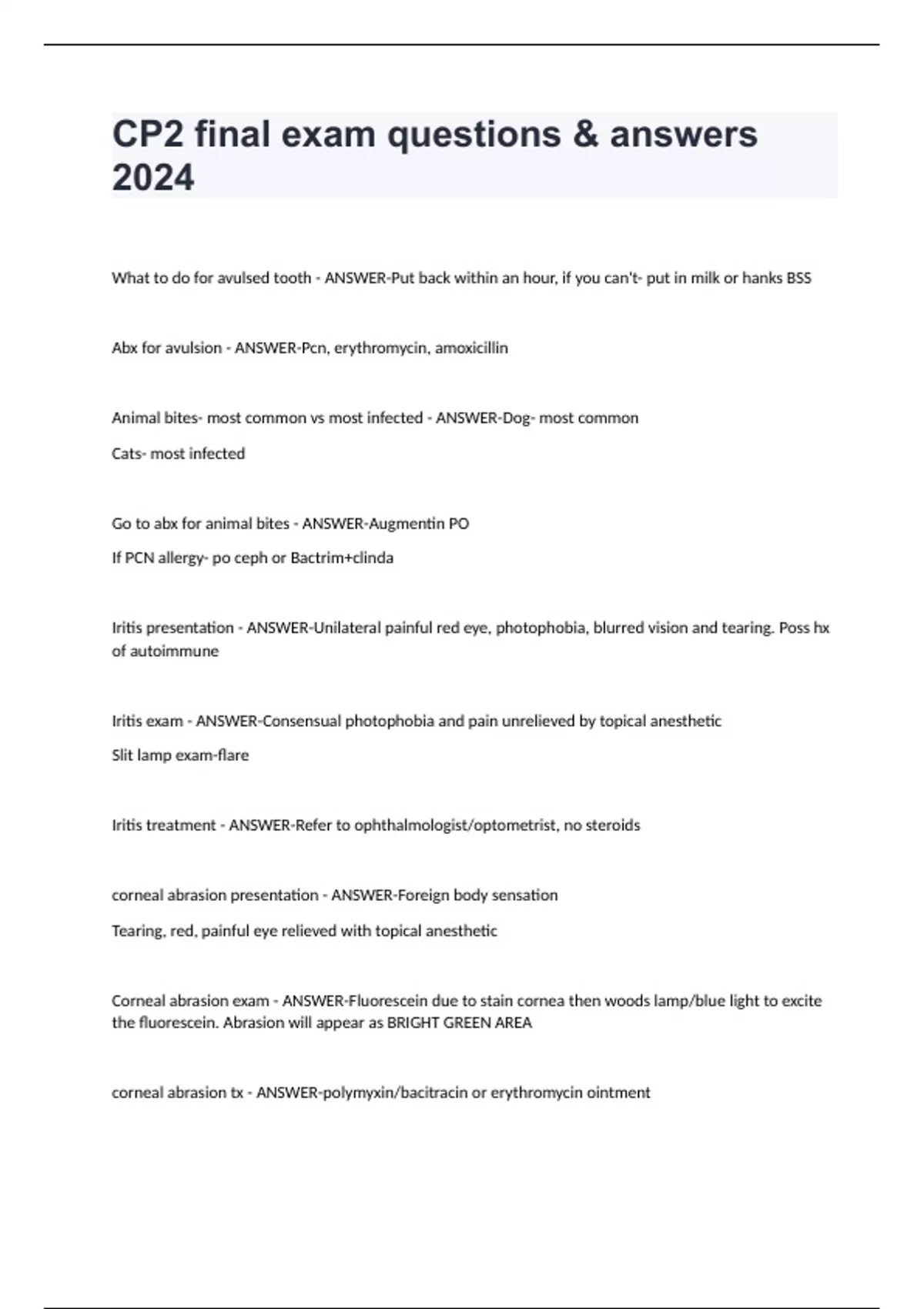 CP2 final exam questions & answers 2024 - CP2 - Stuvia US