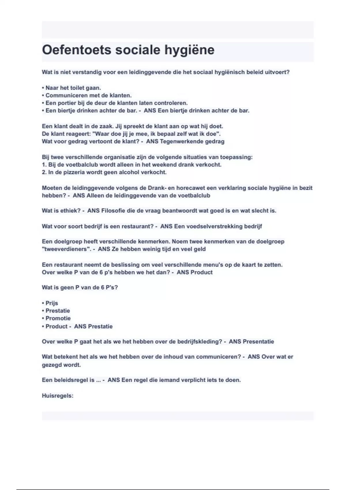 Oefentoets sociale hygiëne Exam Questions with correct Answers 2024/ ...