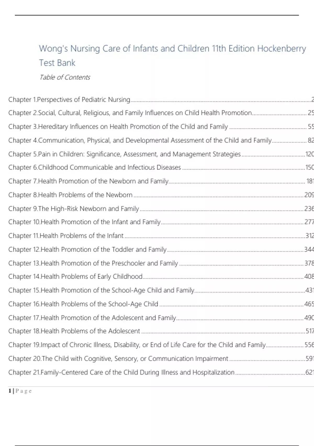 TEST BANK WONG'S NURSING CARE OF INFANTS AND CHILDREN 11TH EDITION ...