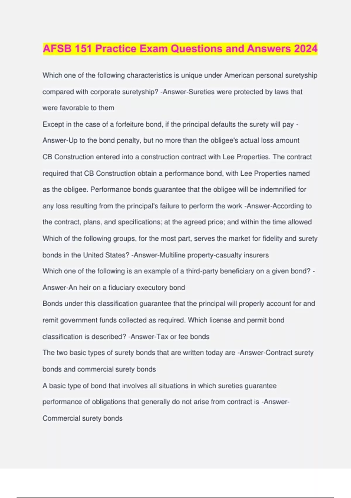 AFSB 151 Practice Exam Questions and Answers 2024 - AFSB 151 - Stuvia US